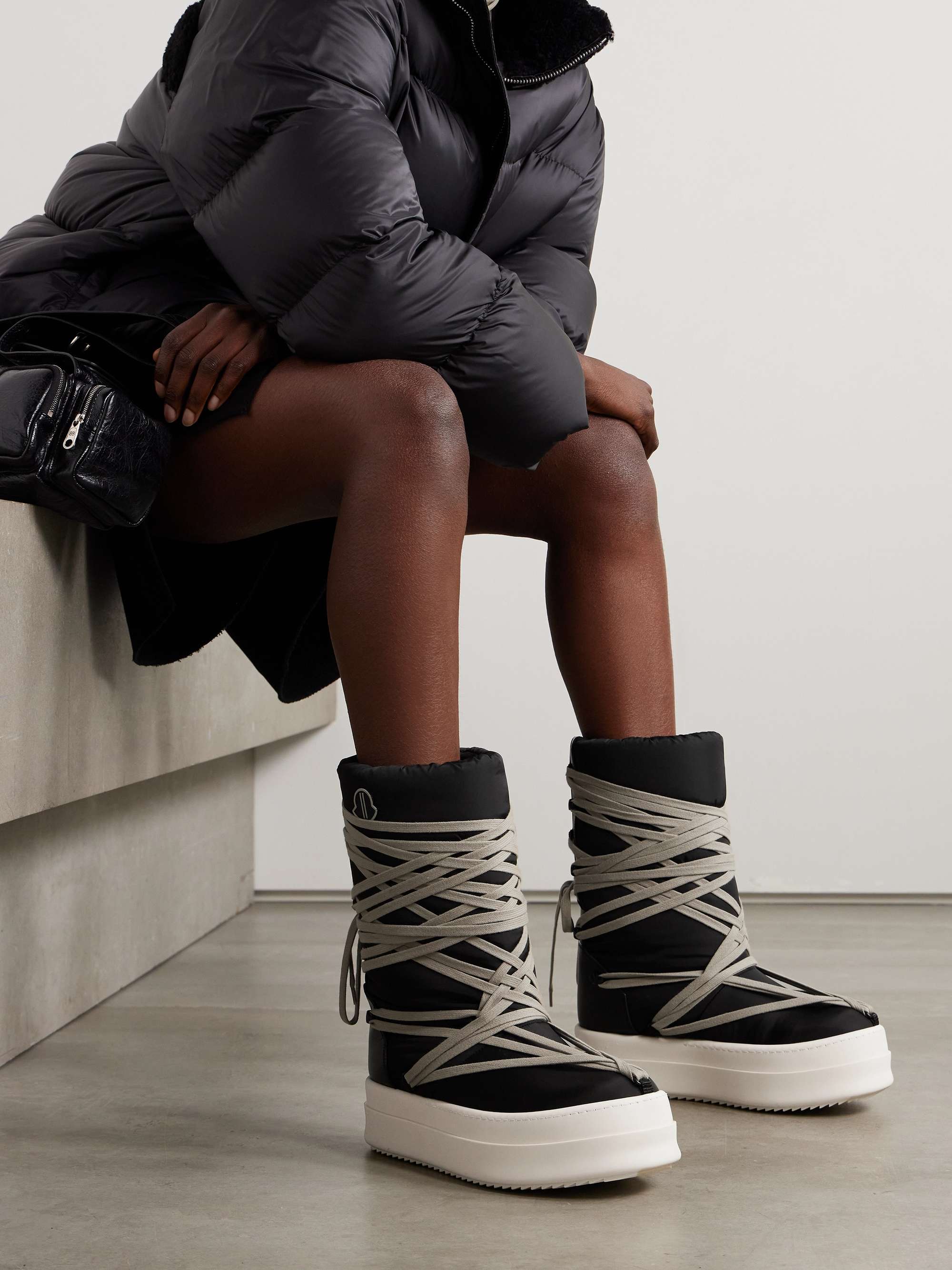 RICK OWENS Bigrocks leather-trimmed padded shell ankle boots | NET-A-PORTER