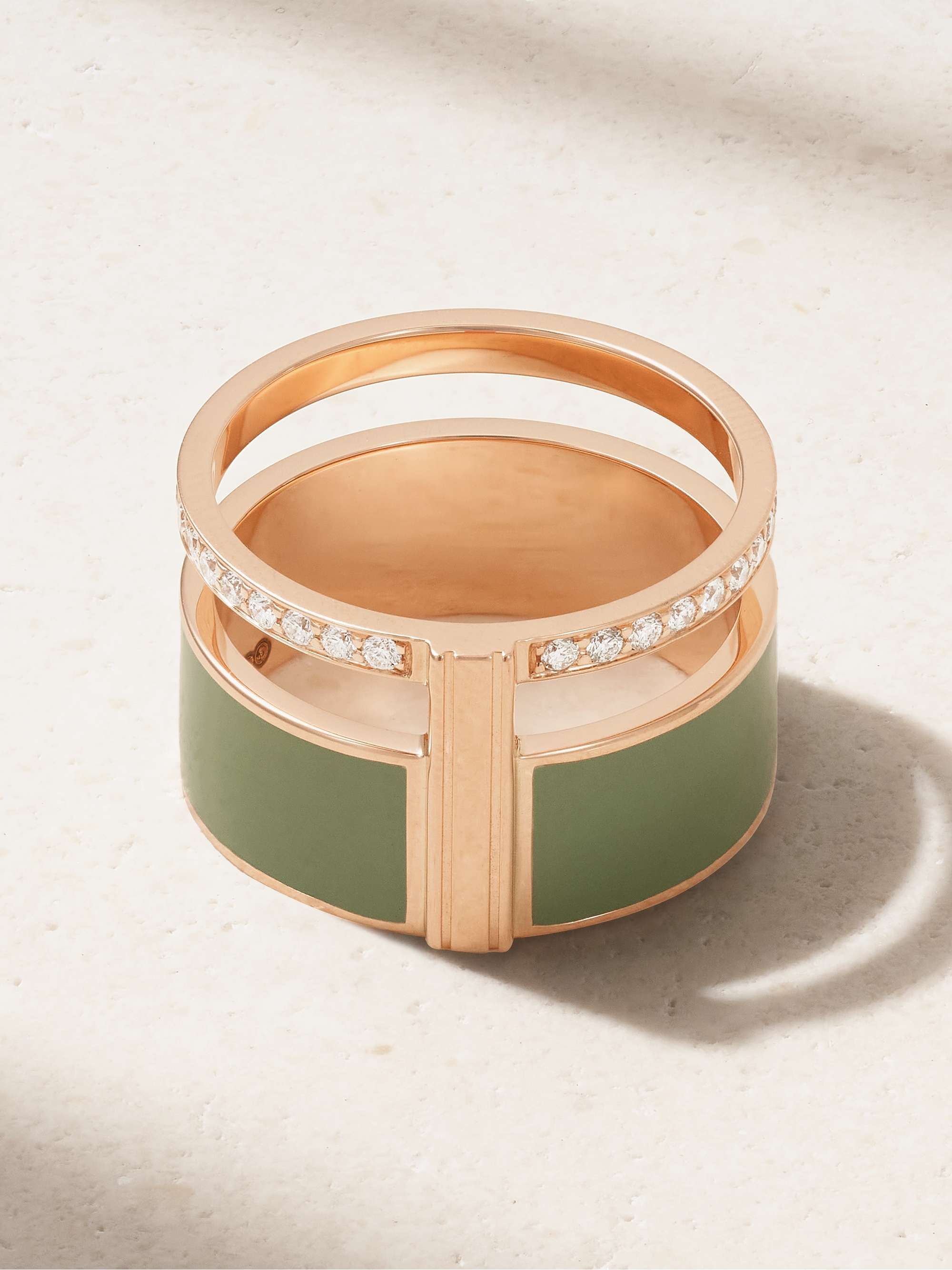 REPOSSI Berbere Chromatic 18-karat rose gold, enamel and diamond ring ...
