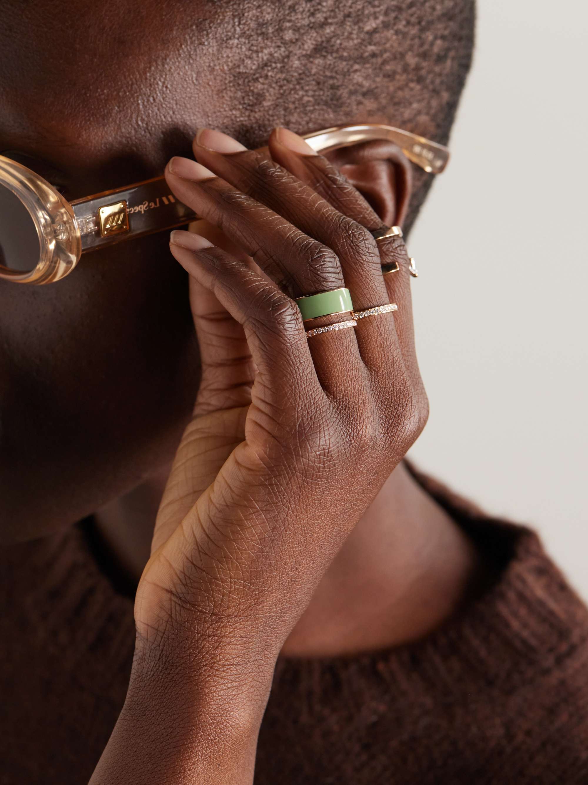 REPOSSI Berbere Chromatic 18-karat rose gold, enamel and diamond ring ...