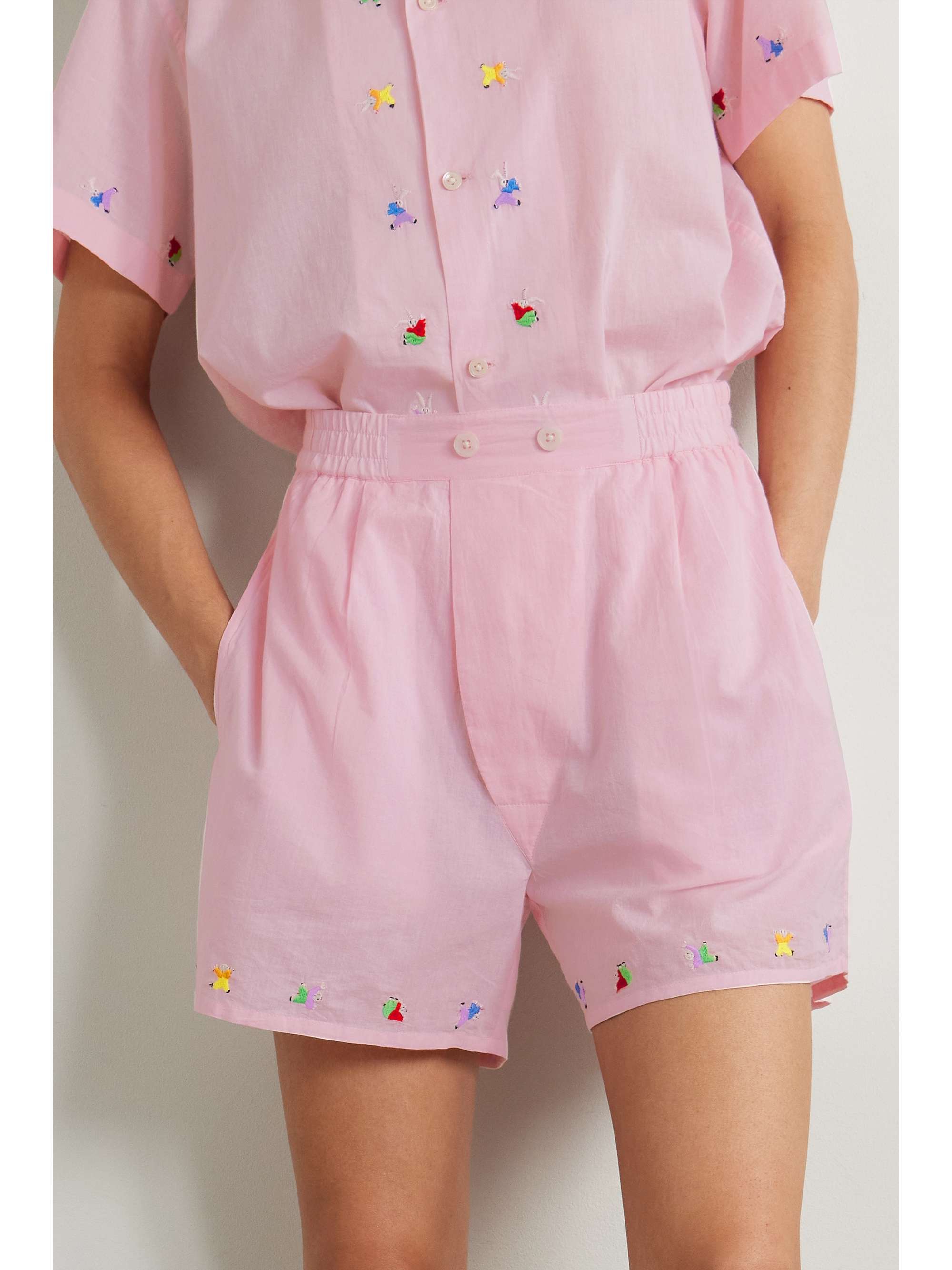 BODE Tumbler embroidered cotton-poplin shorts | NET-A-PORTER