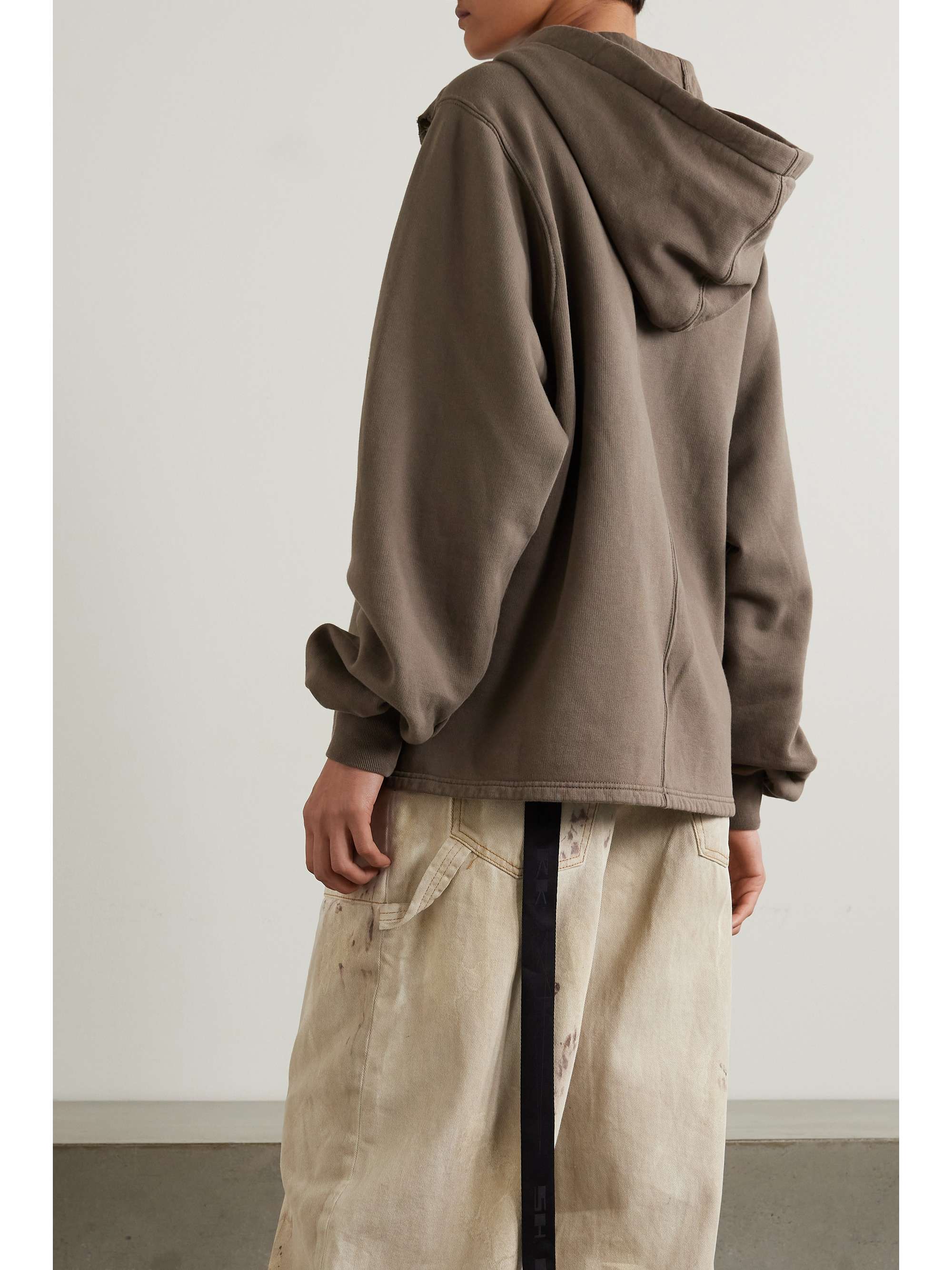RICK OWENS DRKSHDW Convertible cape-effect cotton-jersey hoodie | NET-A ...