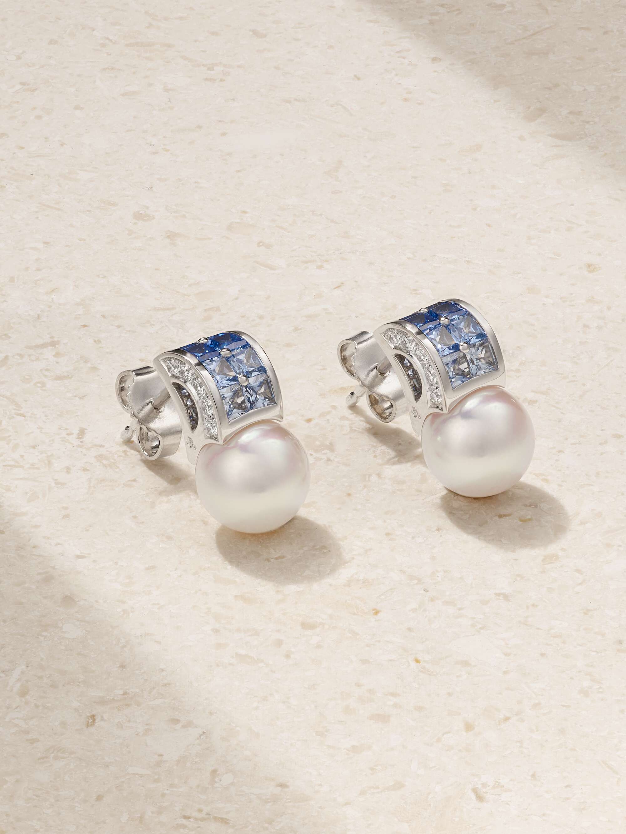 MIKIMOTO Ocean 18-karat white gold multi-stone earrings | NET-A-PORTER