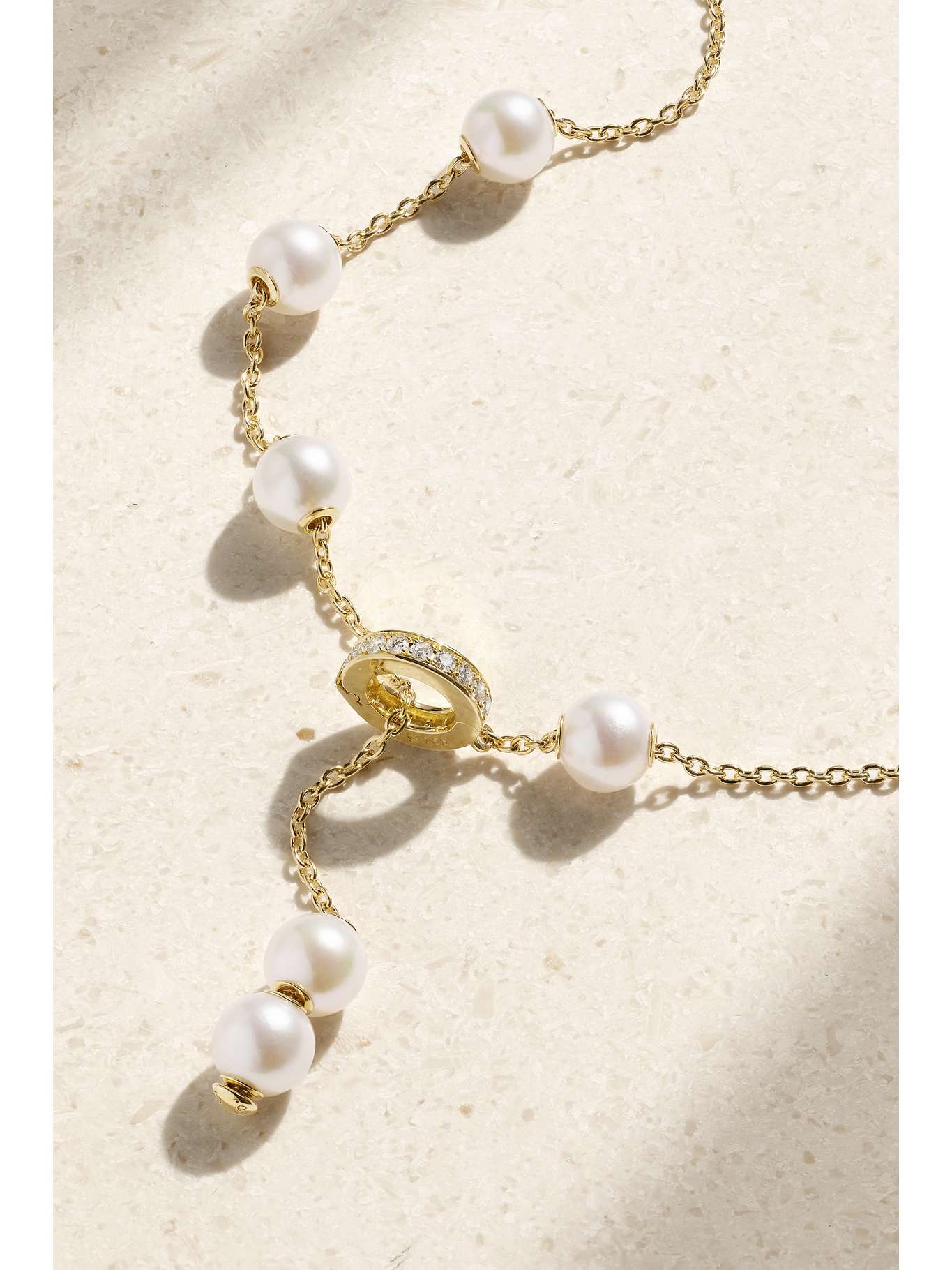MIKIMOTO Pearls in Motion 18-karat gold, pearl and diamond necklace ...