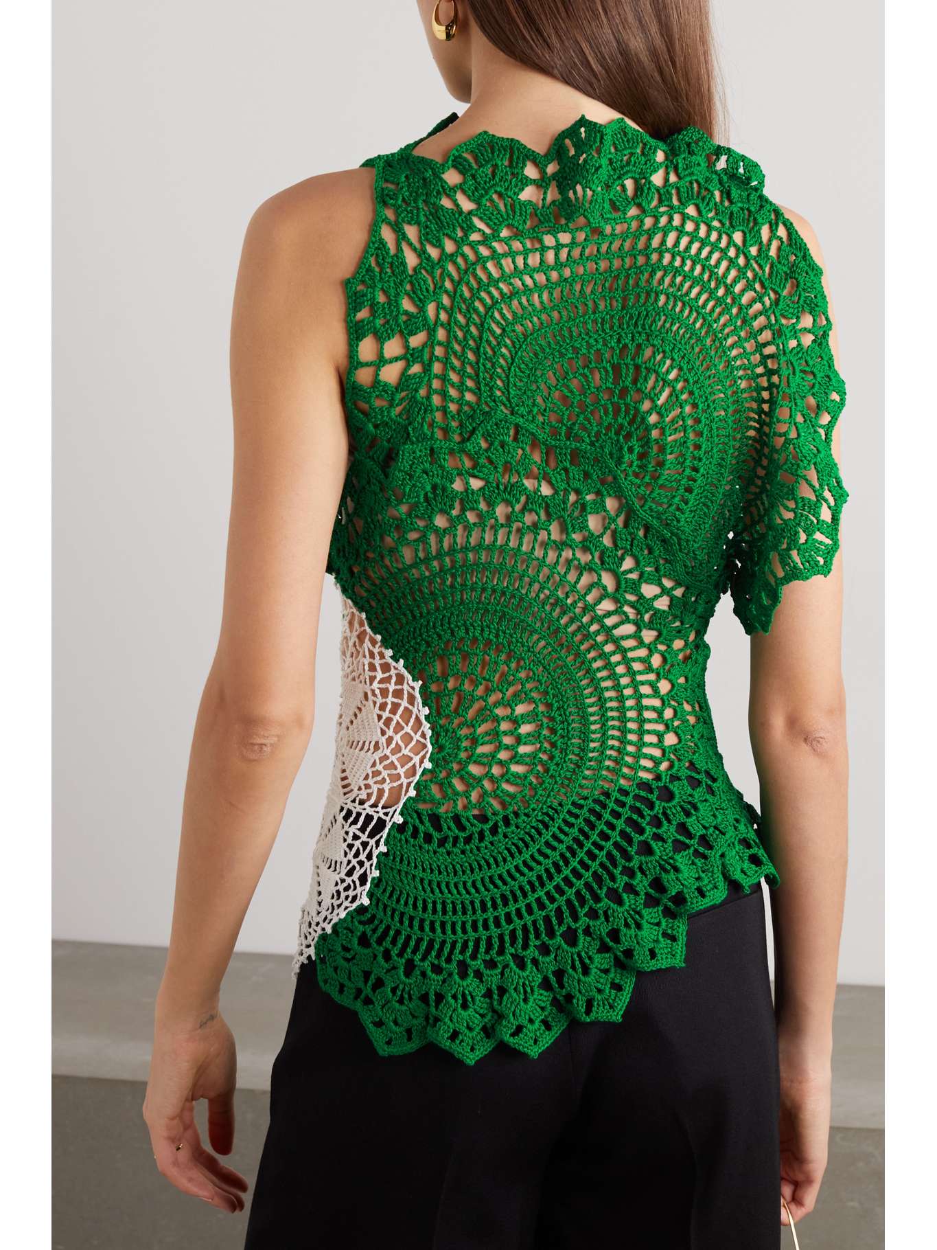 THE ROW Christa asymmetric two-tone crocheted cotton top | NET-A-PORTER