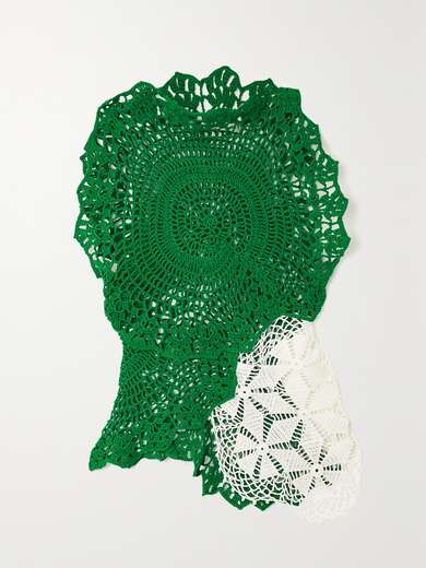 THE ROW Christa asymmetric two-tone crocheted cotton top | NET-A-PORTER