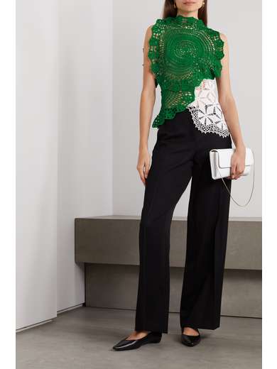 THE ROW Christa asymmetric two-tone crocheted cotton top | NET-A-PORTER
