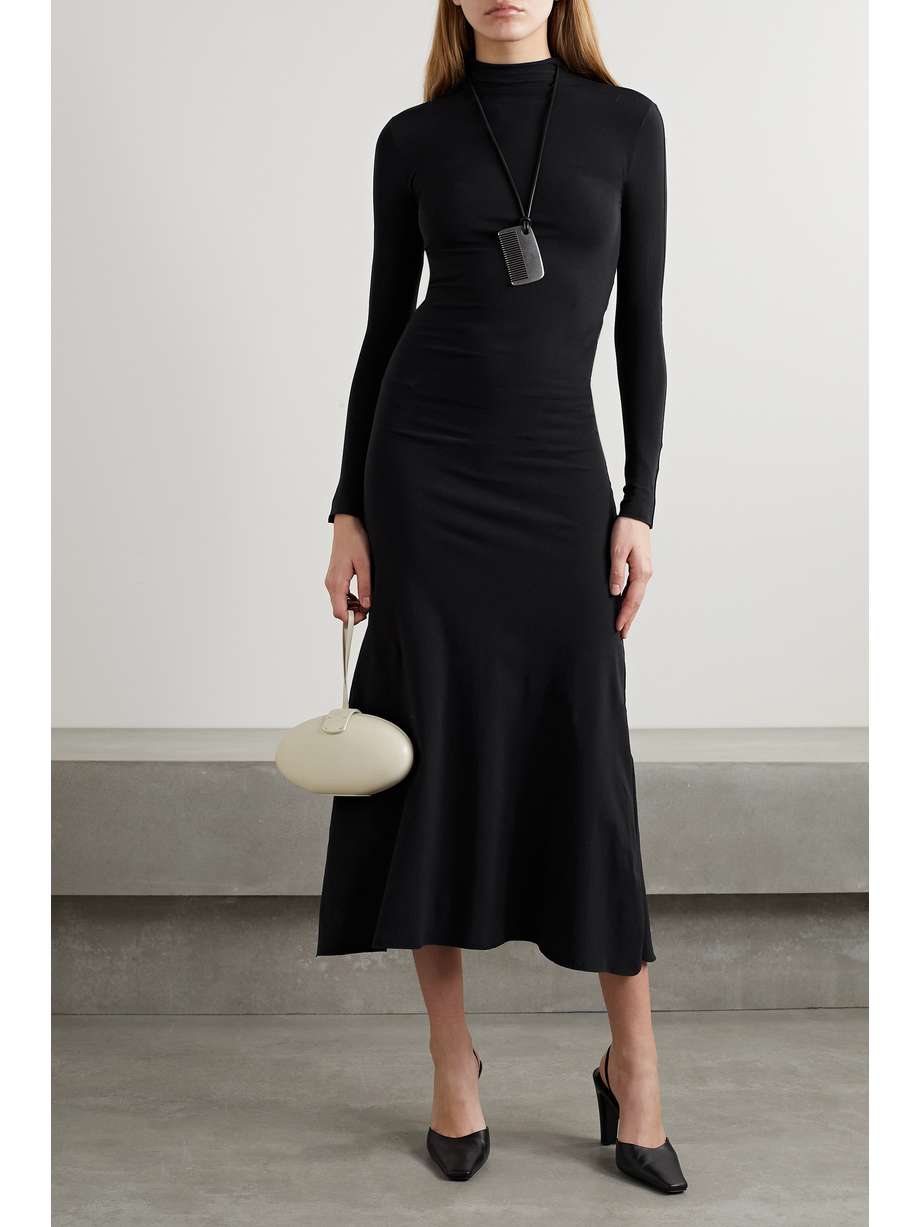 Black Canelle stretch-knit turtleneck midi dress | THE ROW | NET-A-PORTER