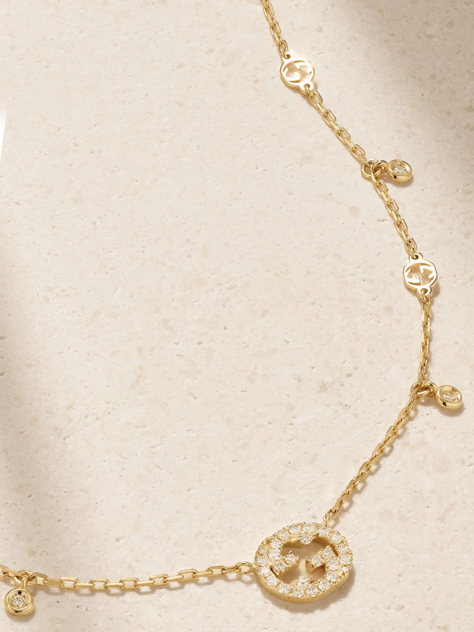 GUCCI Interlocking G 18-karat gold diamond necklace | NET-A-PORTER