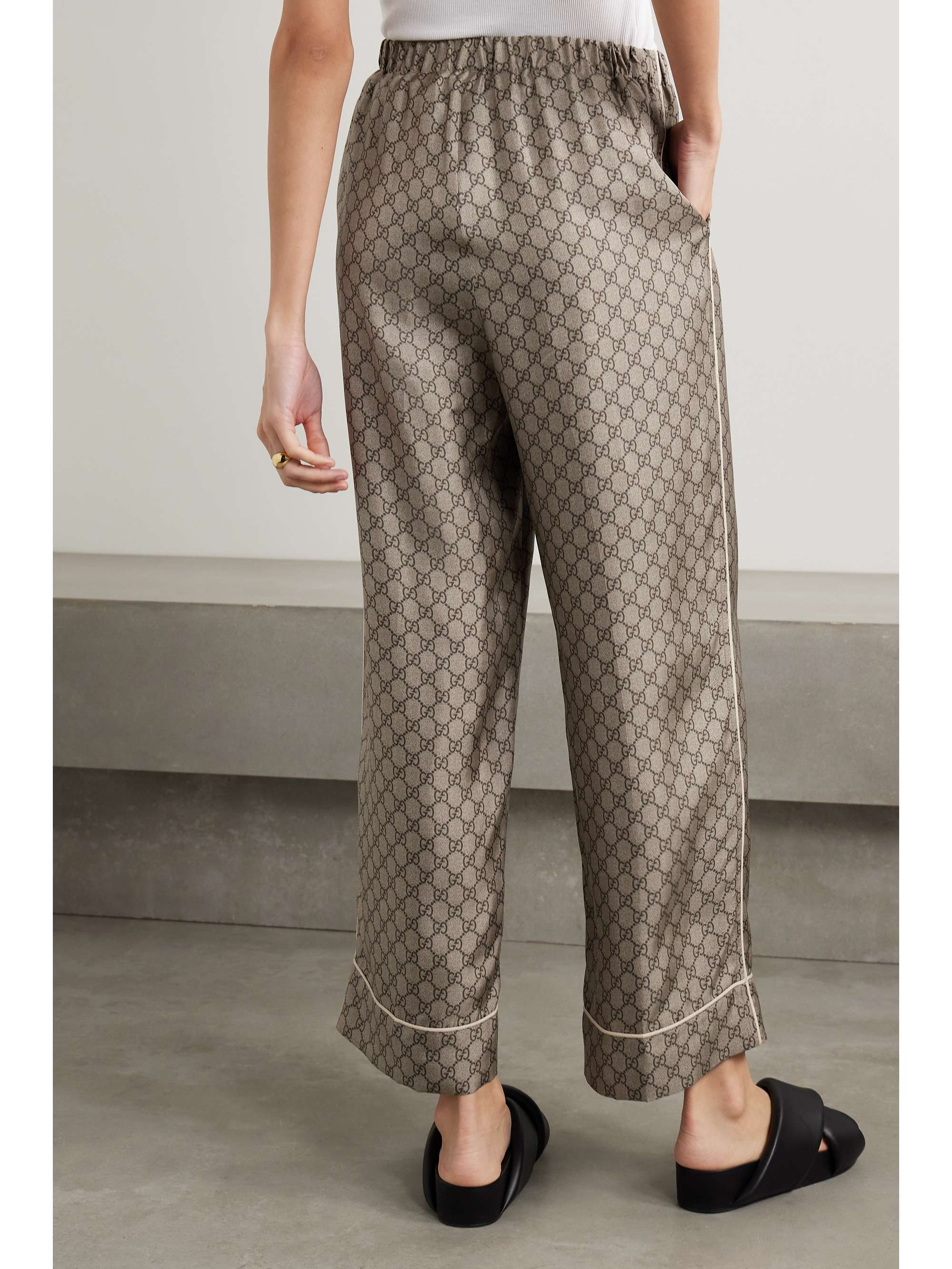 GUCCI Cropped silk-satin jacquard wide-leg pants | NET-A-PORTER
