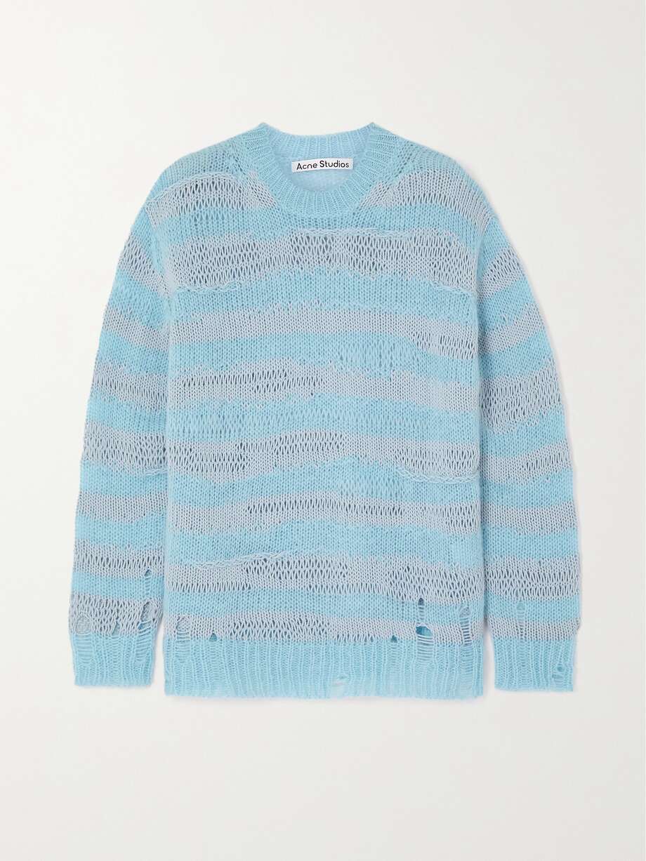 ACNE STUDIOS Distressed striped knitted sweater | NET-A-PORTER