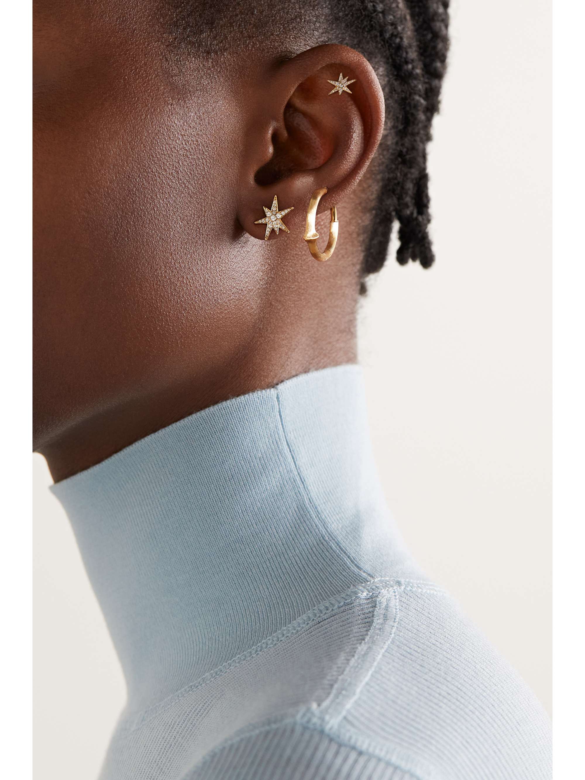 OLE LYNGGAARD COPENHAGEN Funky Stars 18-karat gold diamond earrings ...