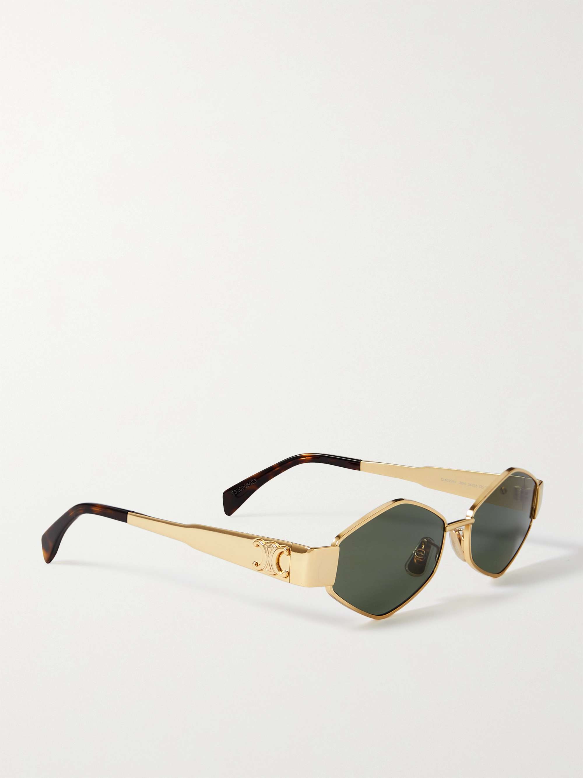 CELINE EYEWEAR Triomphe hexagon-frame gold-tone sunglasses | NET-A-PORTER