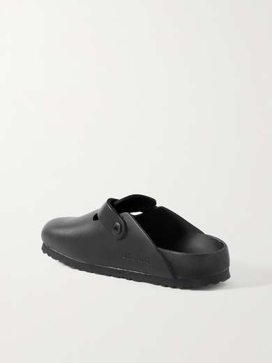 BIRKENSTOCK Boston suede-trimmed leather clogs | NET-A-PORTER
