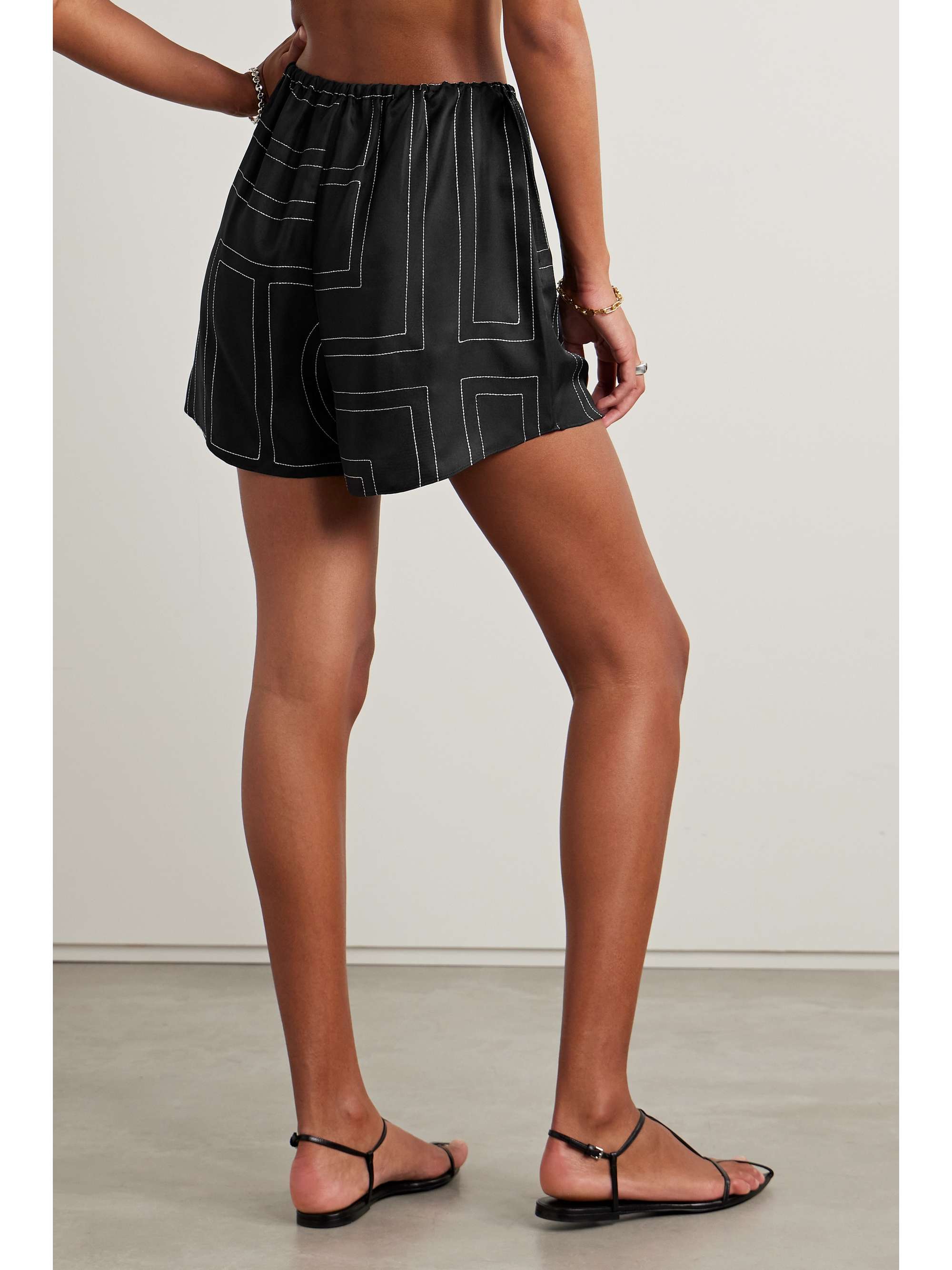 TOTEME Embroidered silk-twill shorts | NET-A-PORTER