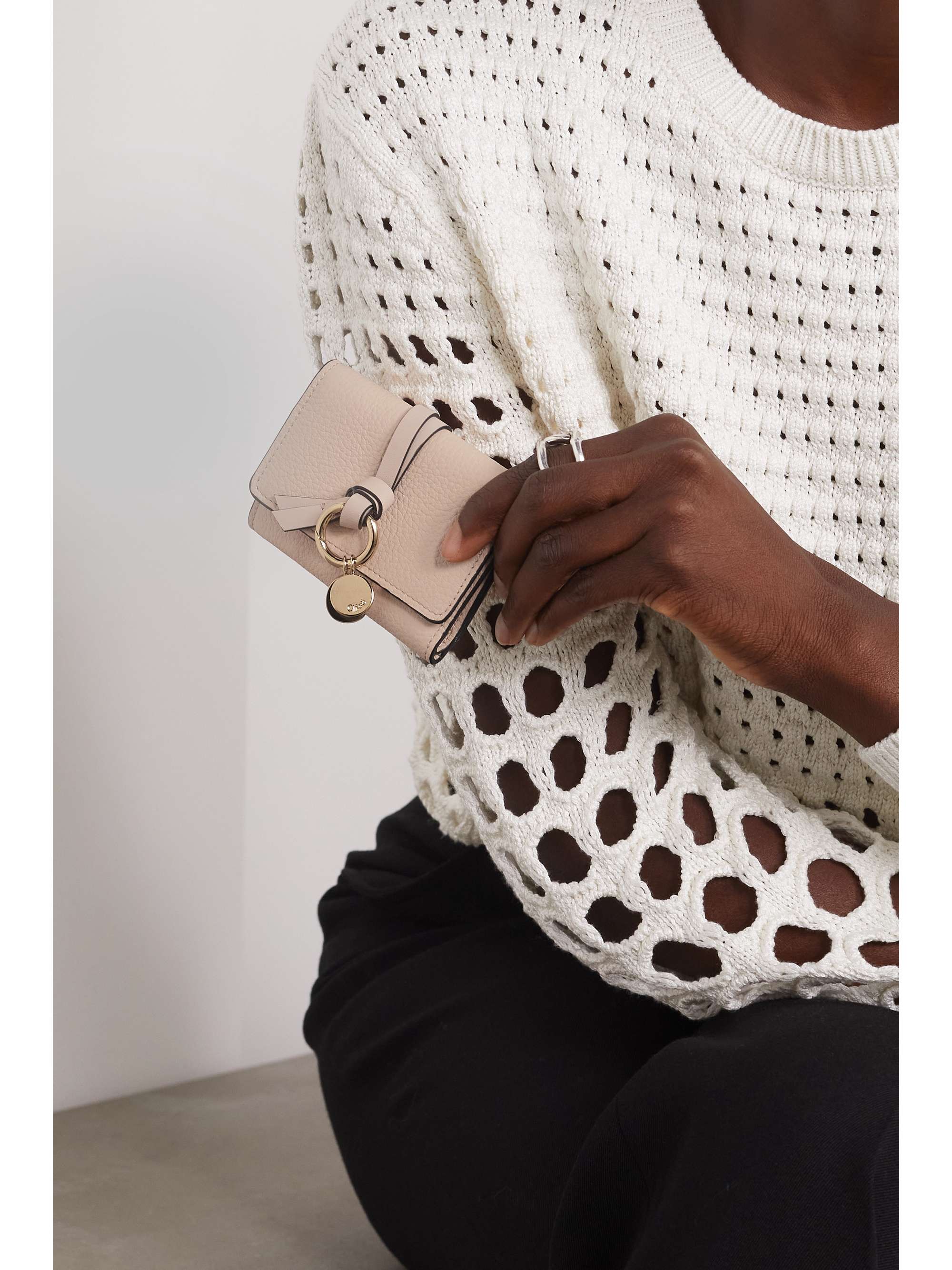 CHLOÉ Alphabet embellished textured-leather wallet | NET-A-PORTER