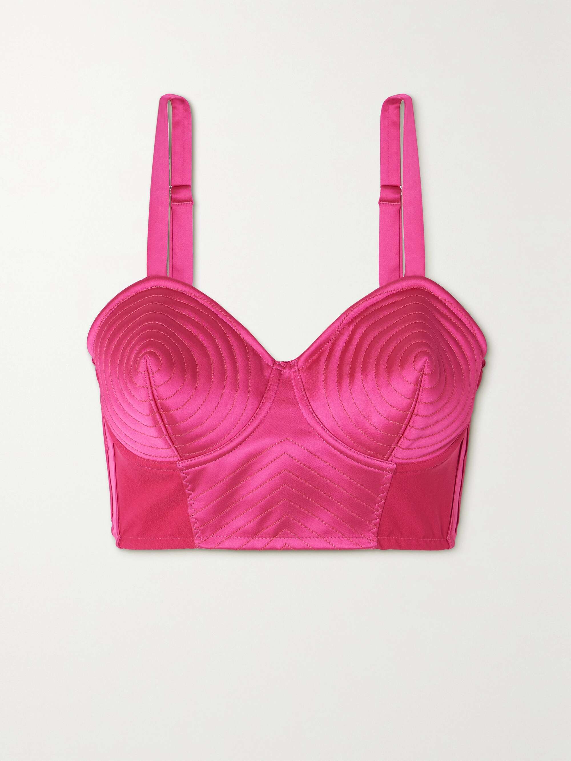 JEAN PAUL GAULTIER Iconic cropped duchesse-satin bustier top | NET-A-PORTER
