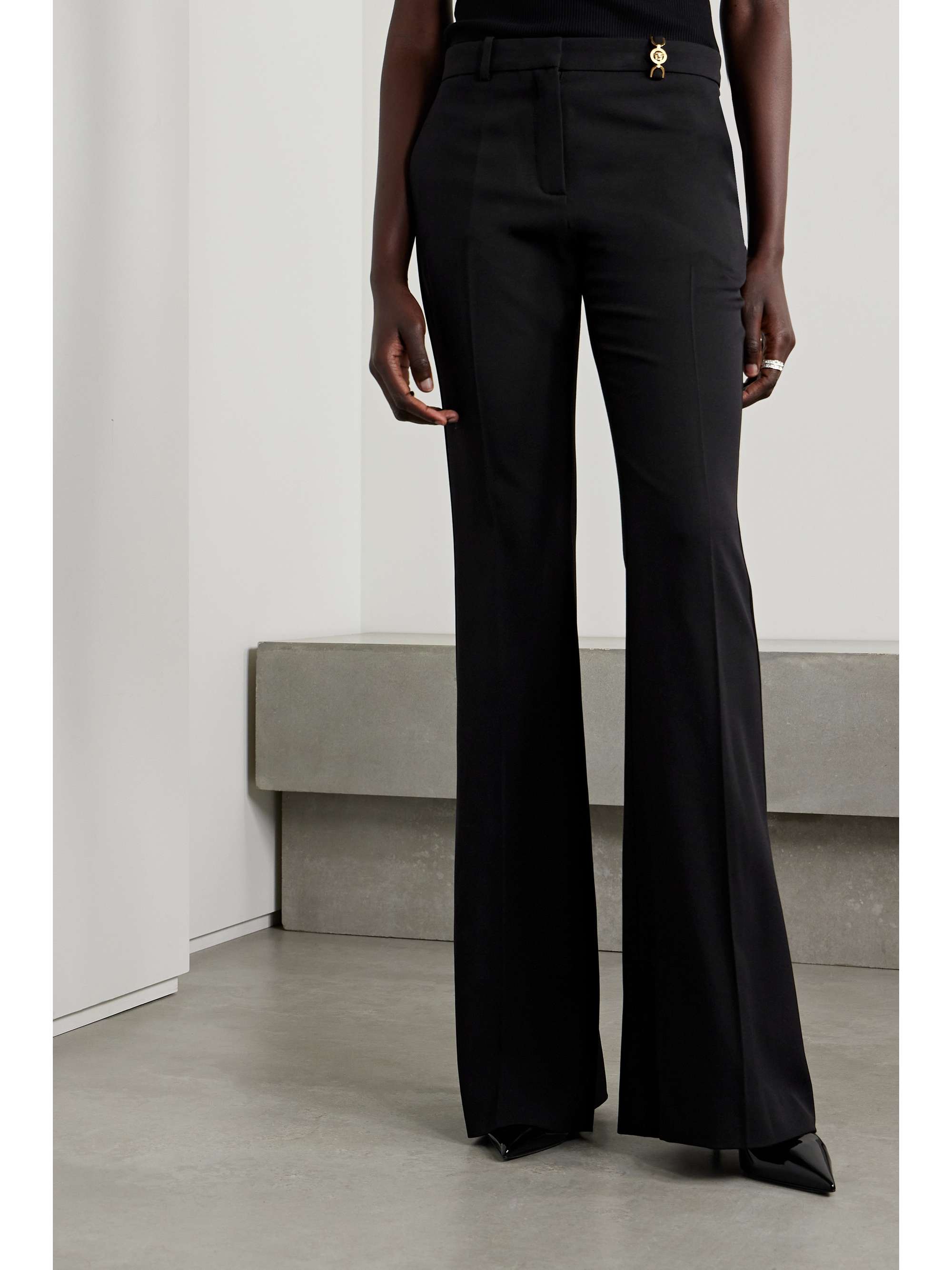 VERSACE Icons embellished wool-blend flared pants | NET-A-PORTER