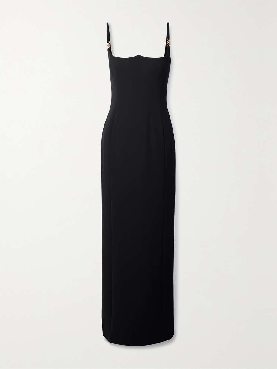 VERSACE Icons embellished silk-cady maxi dress | NET-A-PORTER