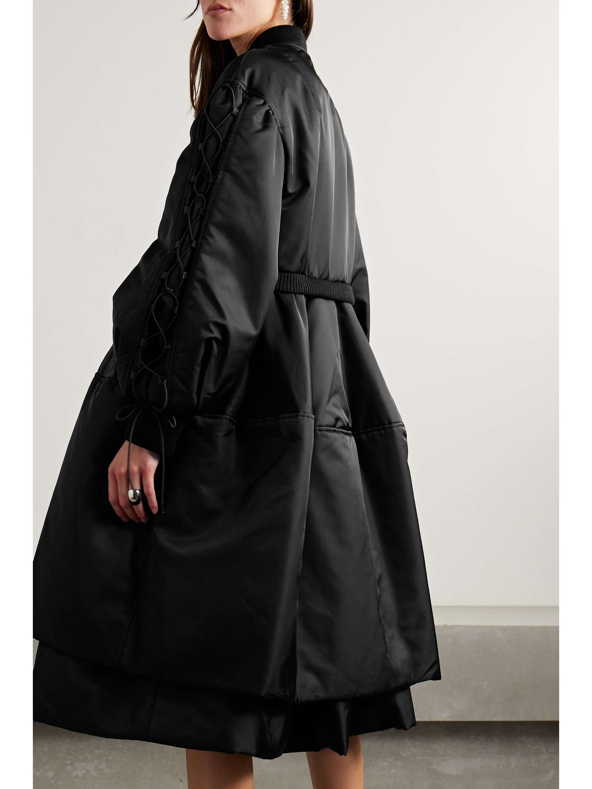 SIMONE ROCHA Ribbed merino wool-blend trimmed shell coat | NET-A-PORTER