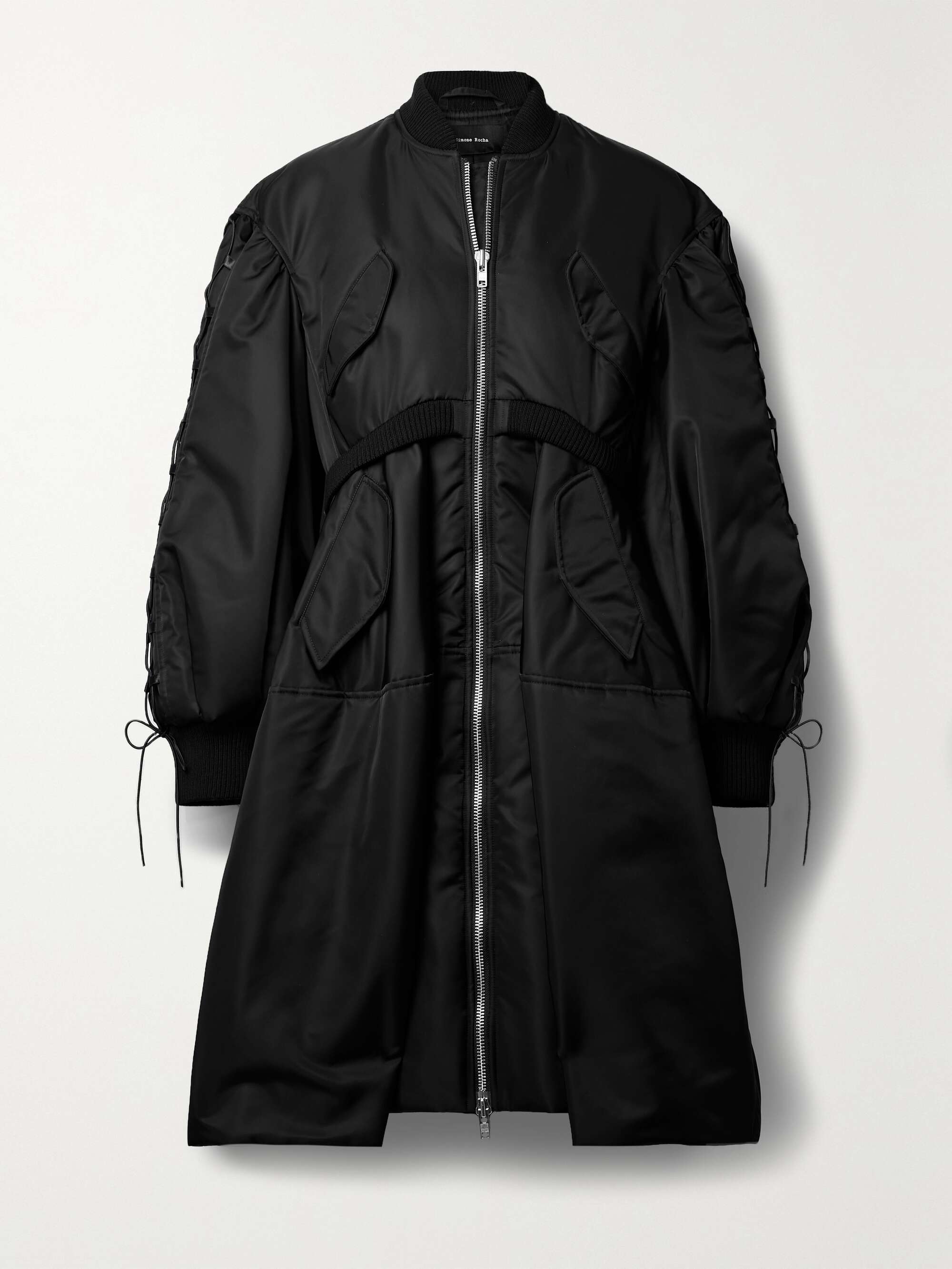 SIMONE ROCHA Ribbed merino wool-blend trimmed shell coat | NET-A-PORTER