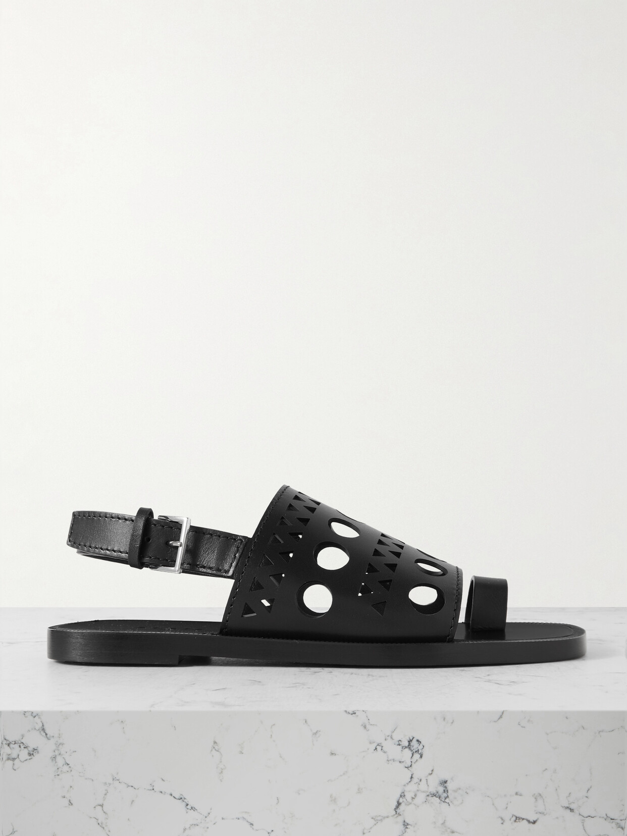 Alaïa Laser-cut Leather Slingback Sandals In Black | ModeSens