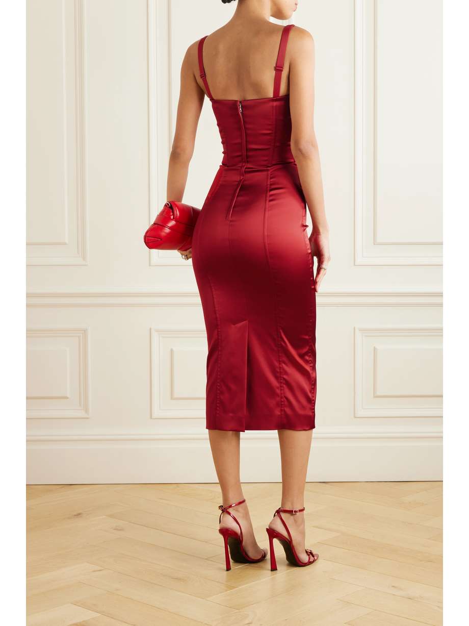 DOLCE&GABBANA Stretch-satin midi dress | NET-A-PORTER