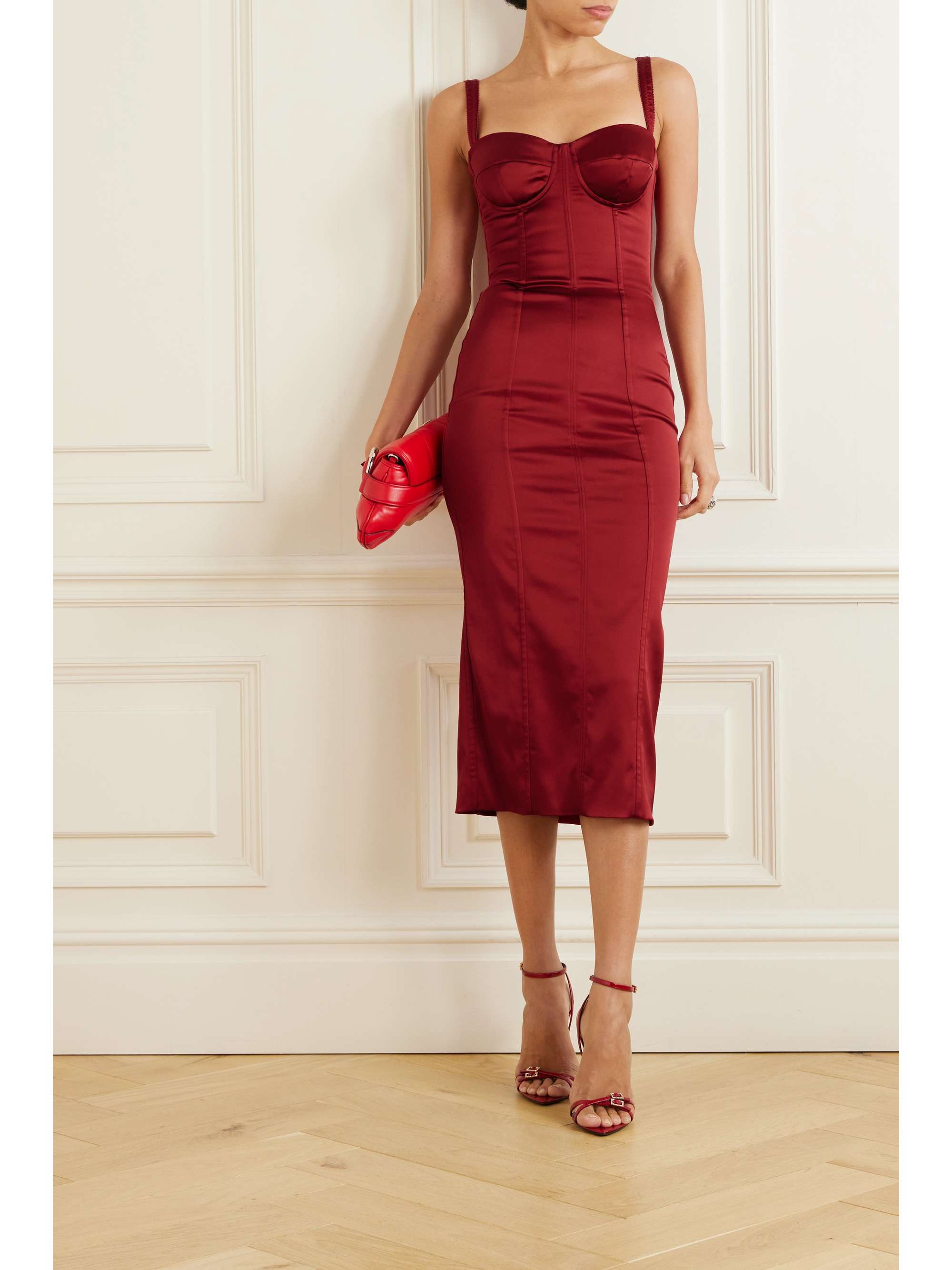 Dolce And Gabbana Stretch Satin Midi Dress Net A Porter