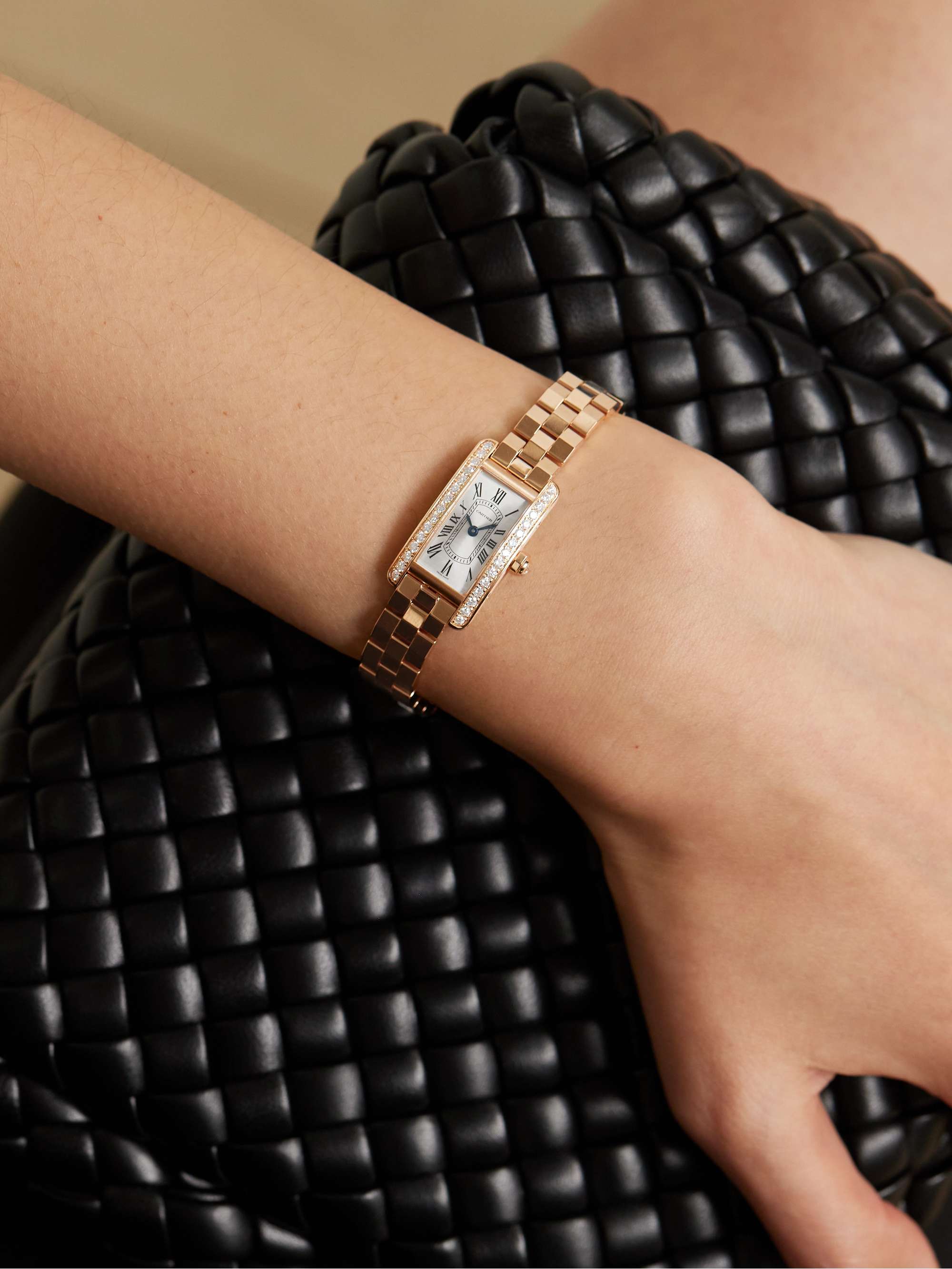 CARTIER Tank Américaine 28 毫米 18K 玫瑰金钻石小号腕表 | NET-A-PORTER