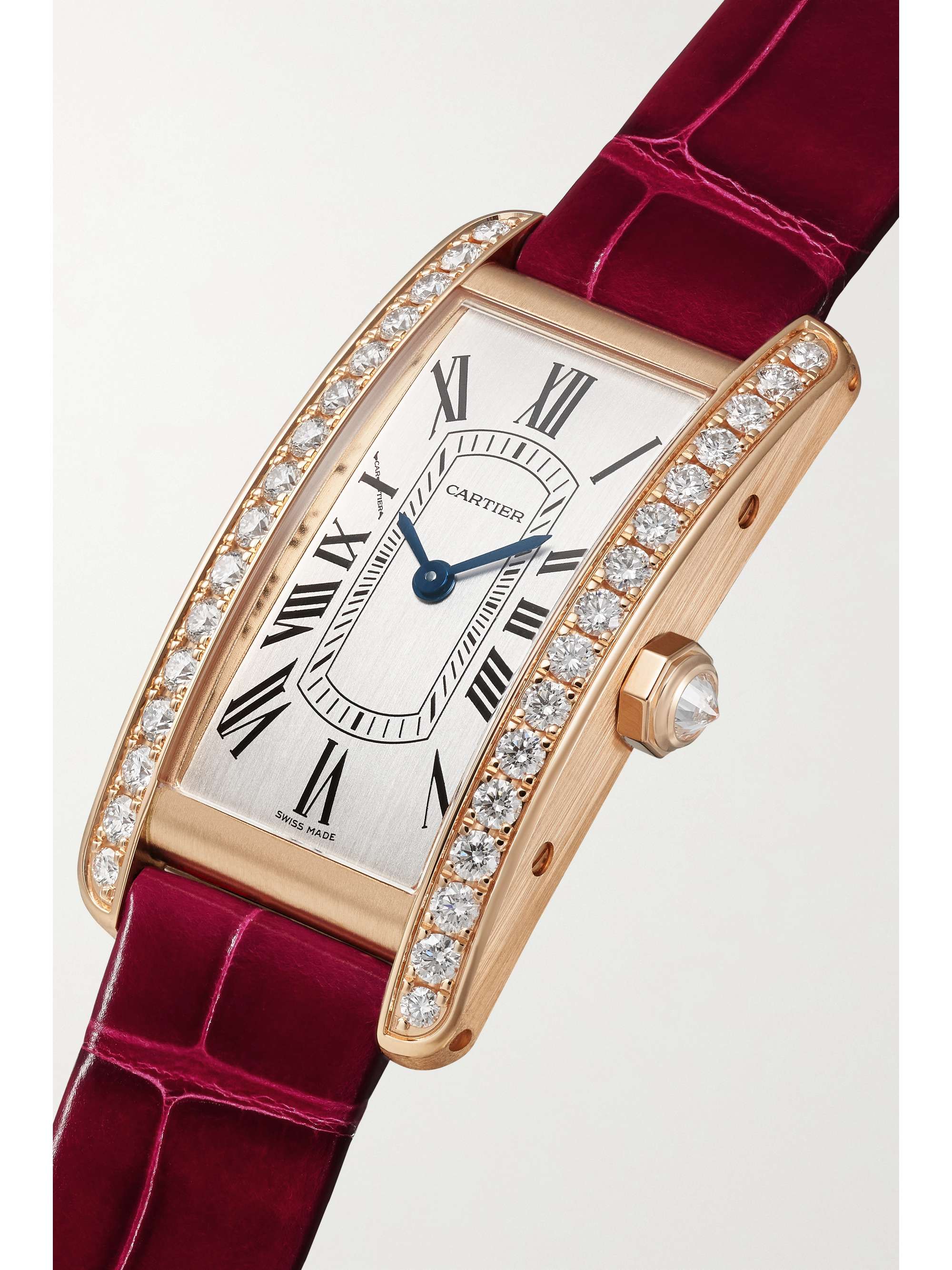 CARTIER Tank Américaine 35.4mm small 18-karat rose gold, alligator and ...
