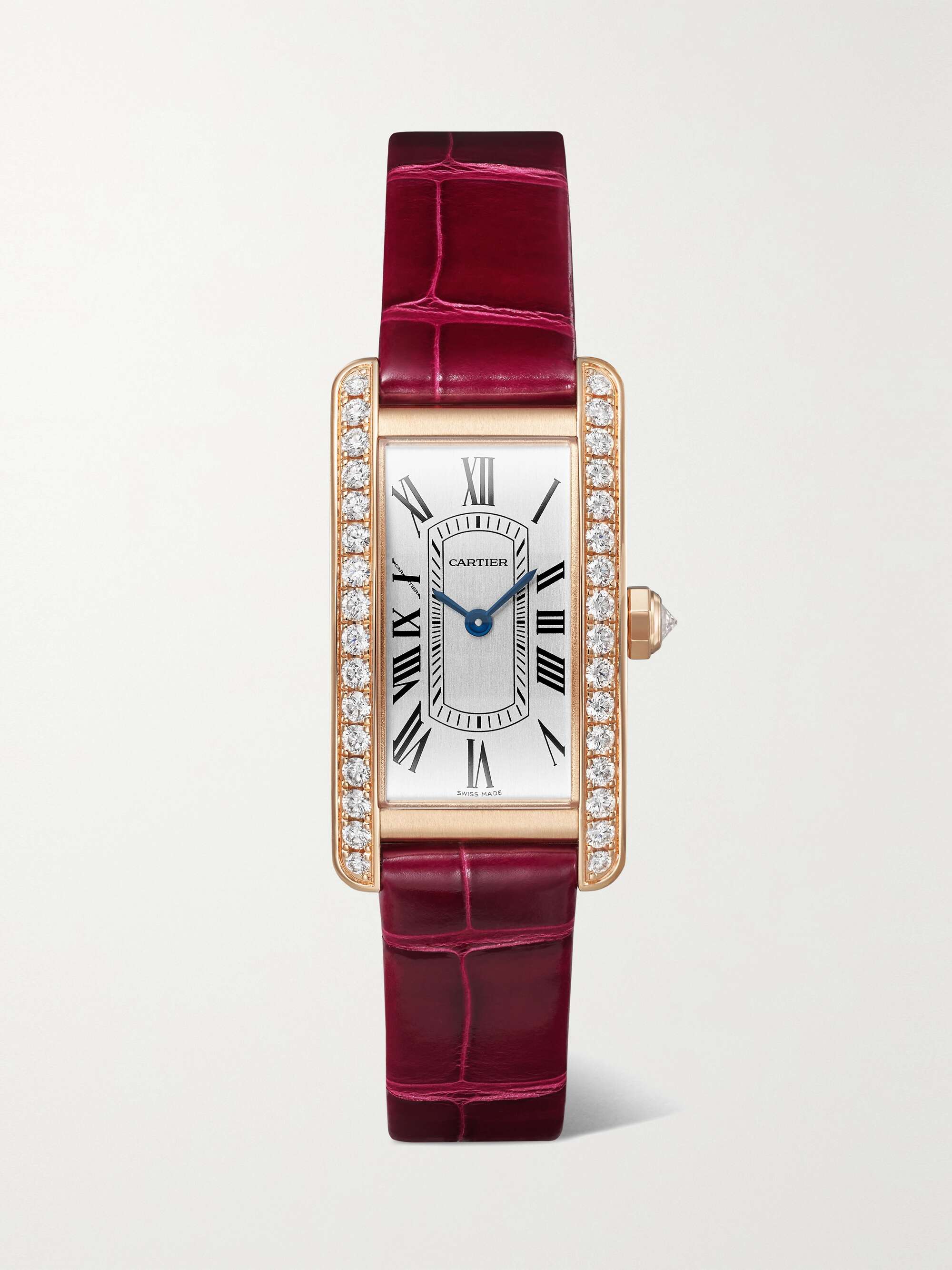 CARTIER Tank Américaine 35.4mm small 18-karat rose gold, alligator and ...