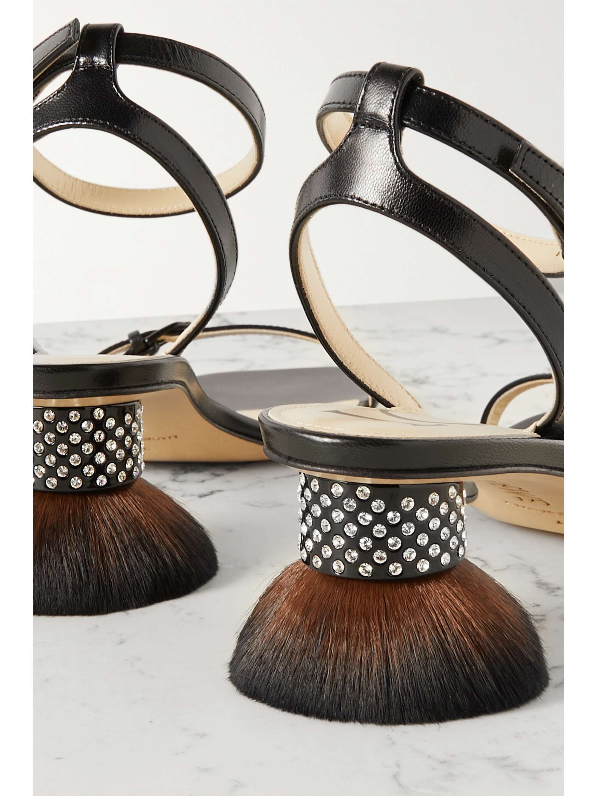 LOEWE Petal Brush crystal-embellished leather sandals | NET-A-PORTER