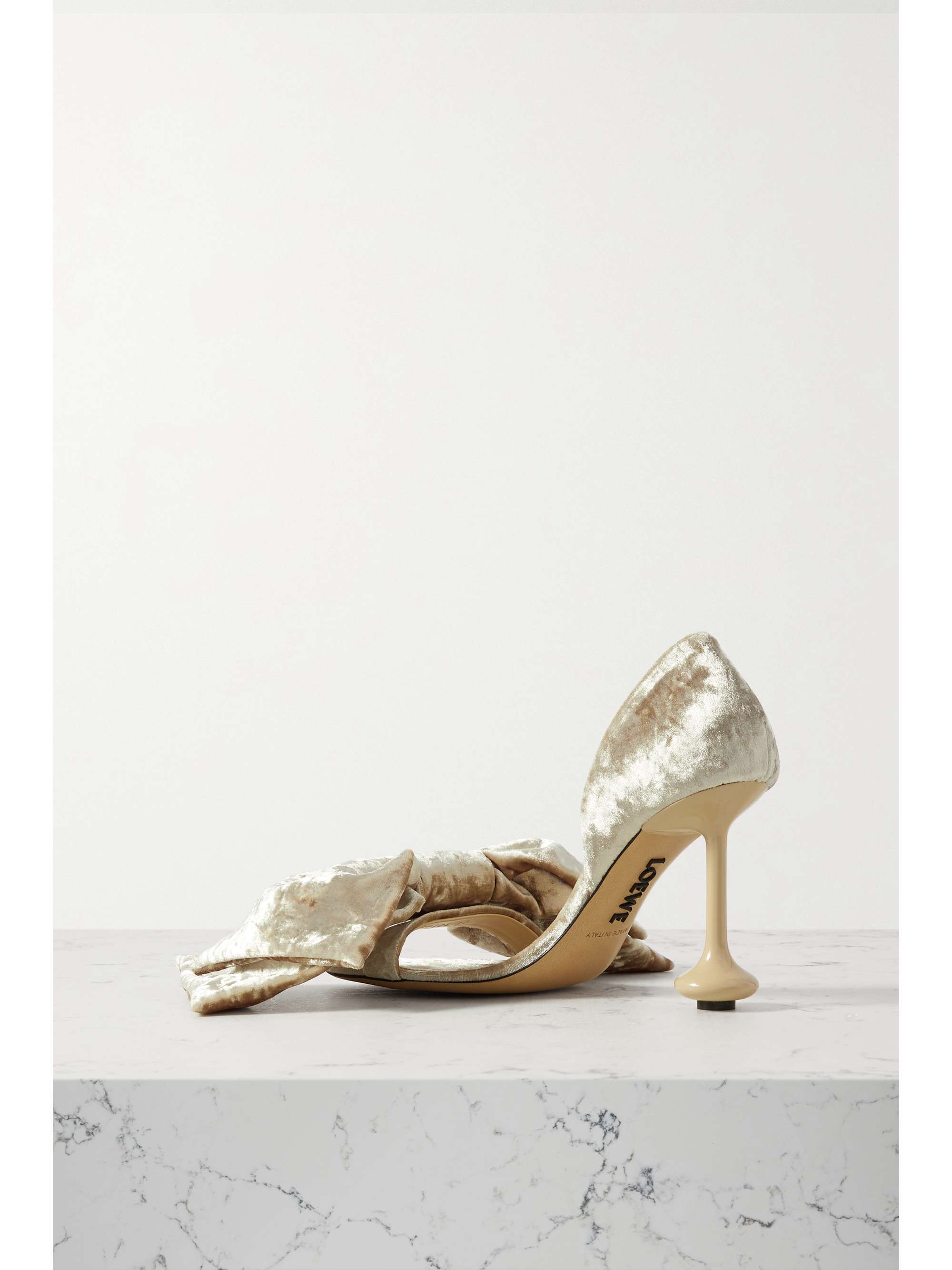 LOEWE Toy bow-detailed crushed-velvet sandals | NET-A-PORTER