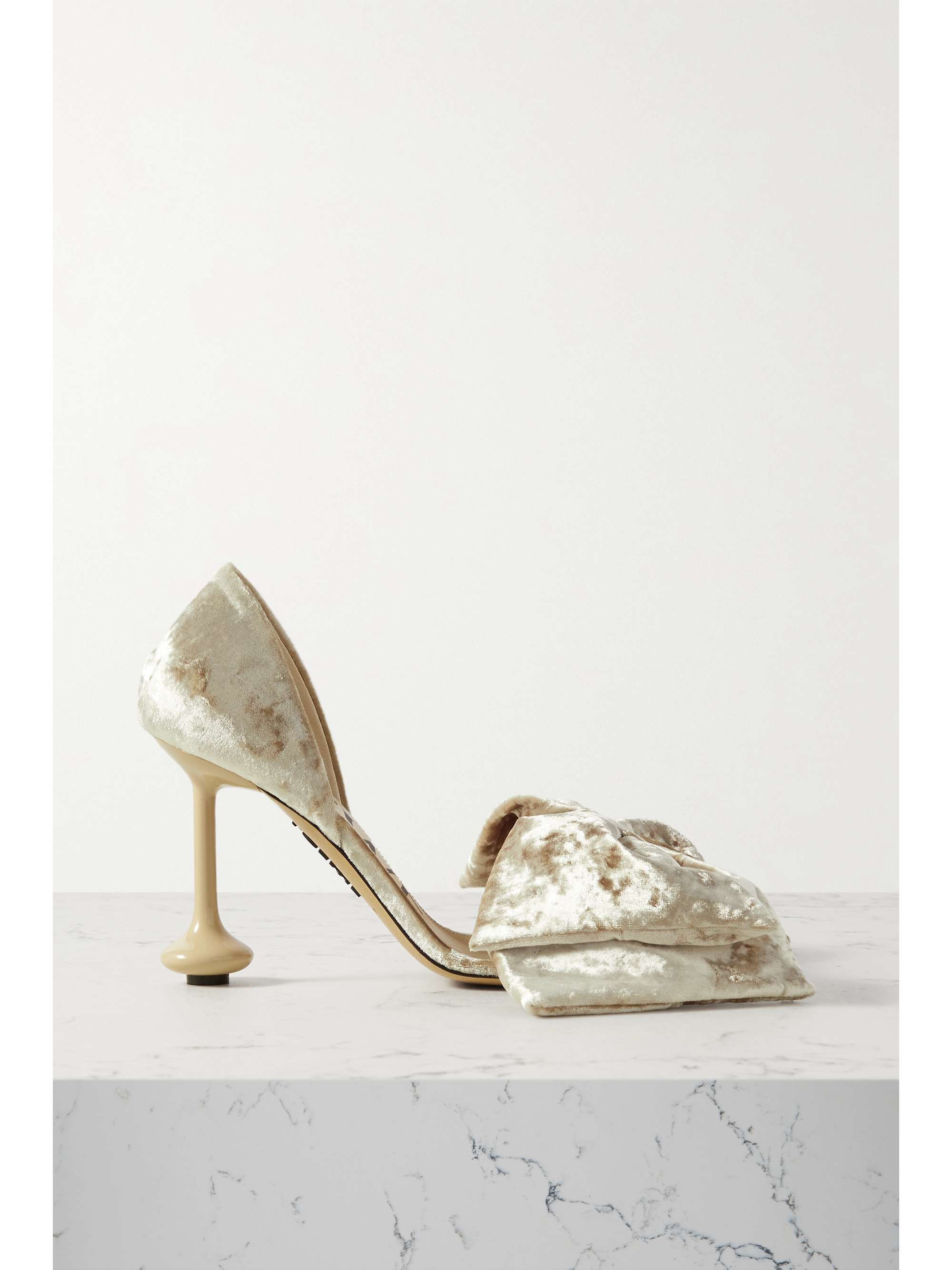 LOEWE Toy bow-detailed crushed-velvet sandals | NET-A-PORTER