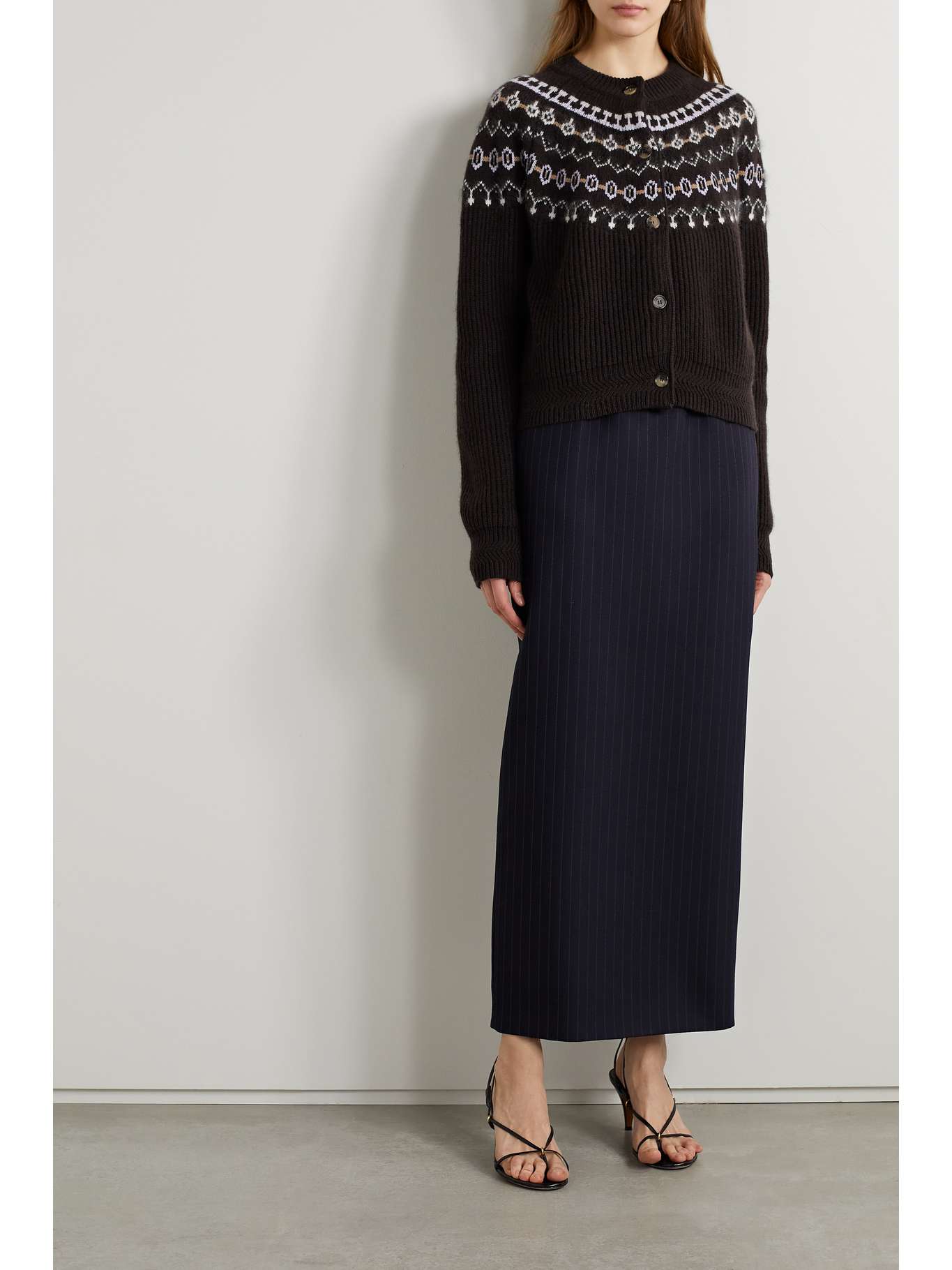 KHAITE Michaela Fair Isle ribbed cashmere-blend cardigan | NET-A-PORTER