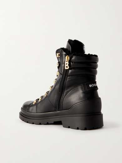 BOGNER St. Moritz buckled shearling-lined textured-leather ankle boots ...