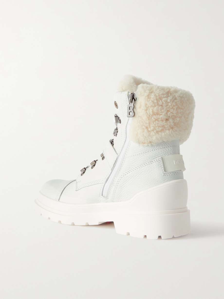 BOGNER St. Moritz buckled shearling-lined textured-leather ankle boots ...