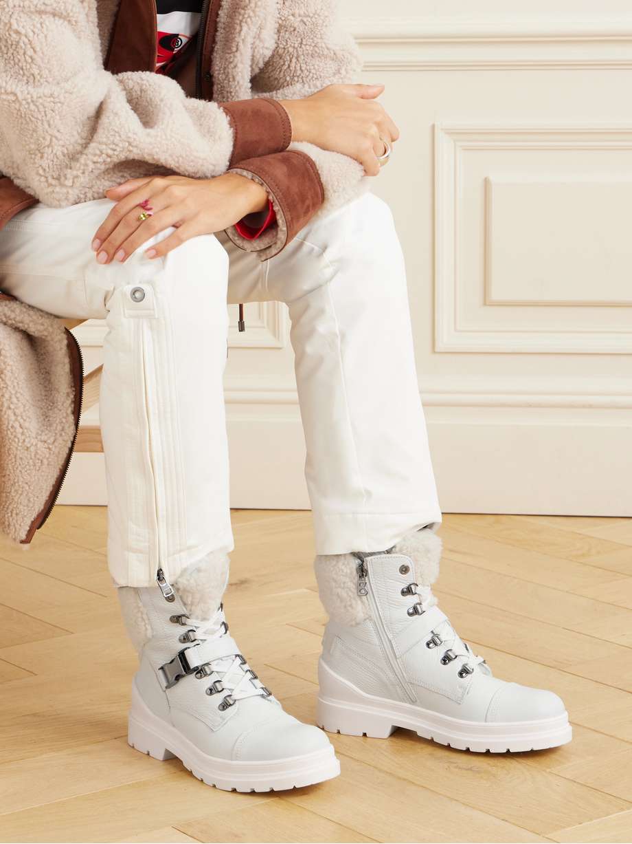 BOGNER St. Moritz buckled shearling-lined textured-leather ankle boots ...