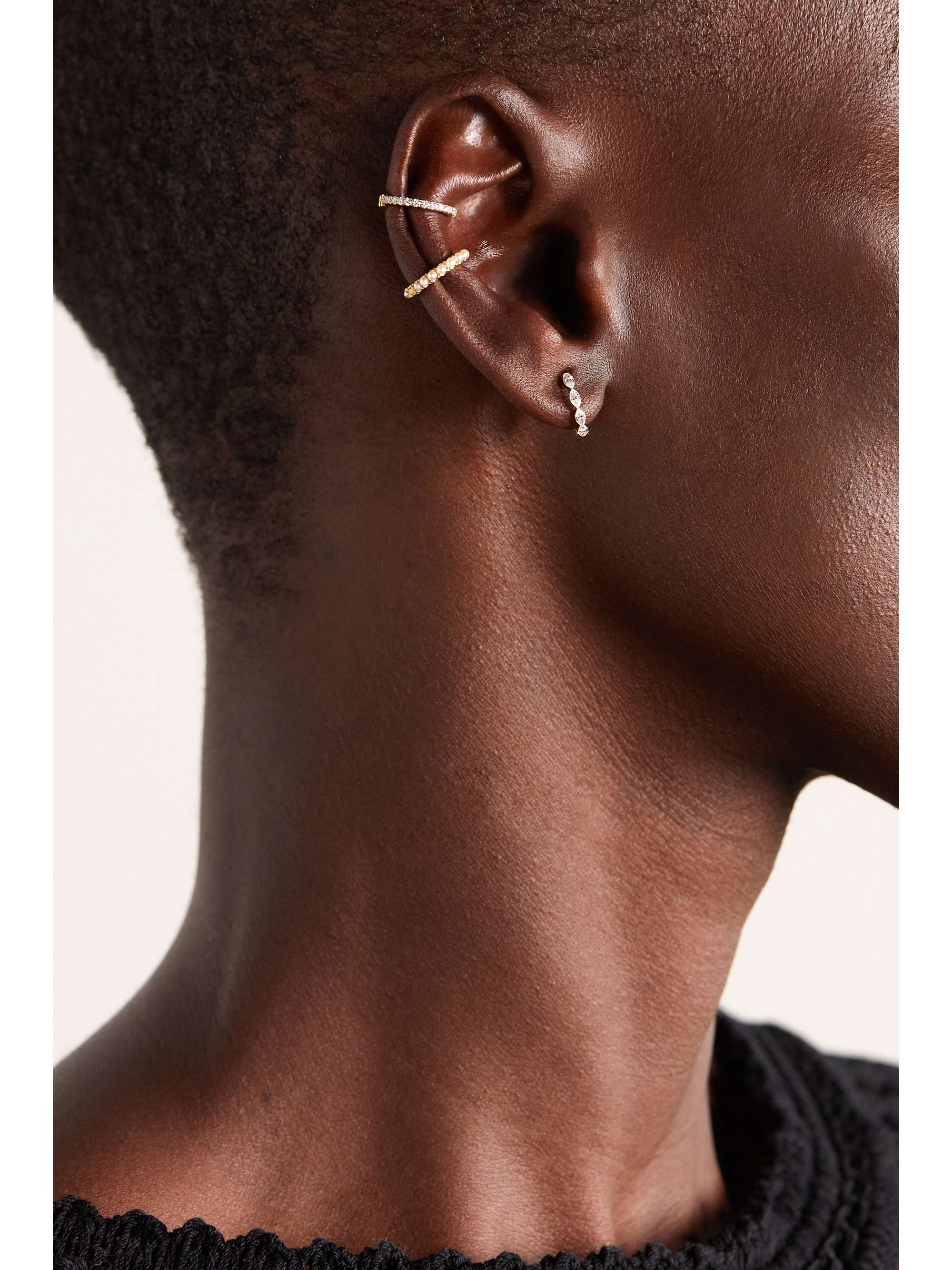 MARIA TASH 8mm 18-karat gold diamond single hoop earring | NET-A-PORTER