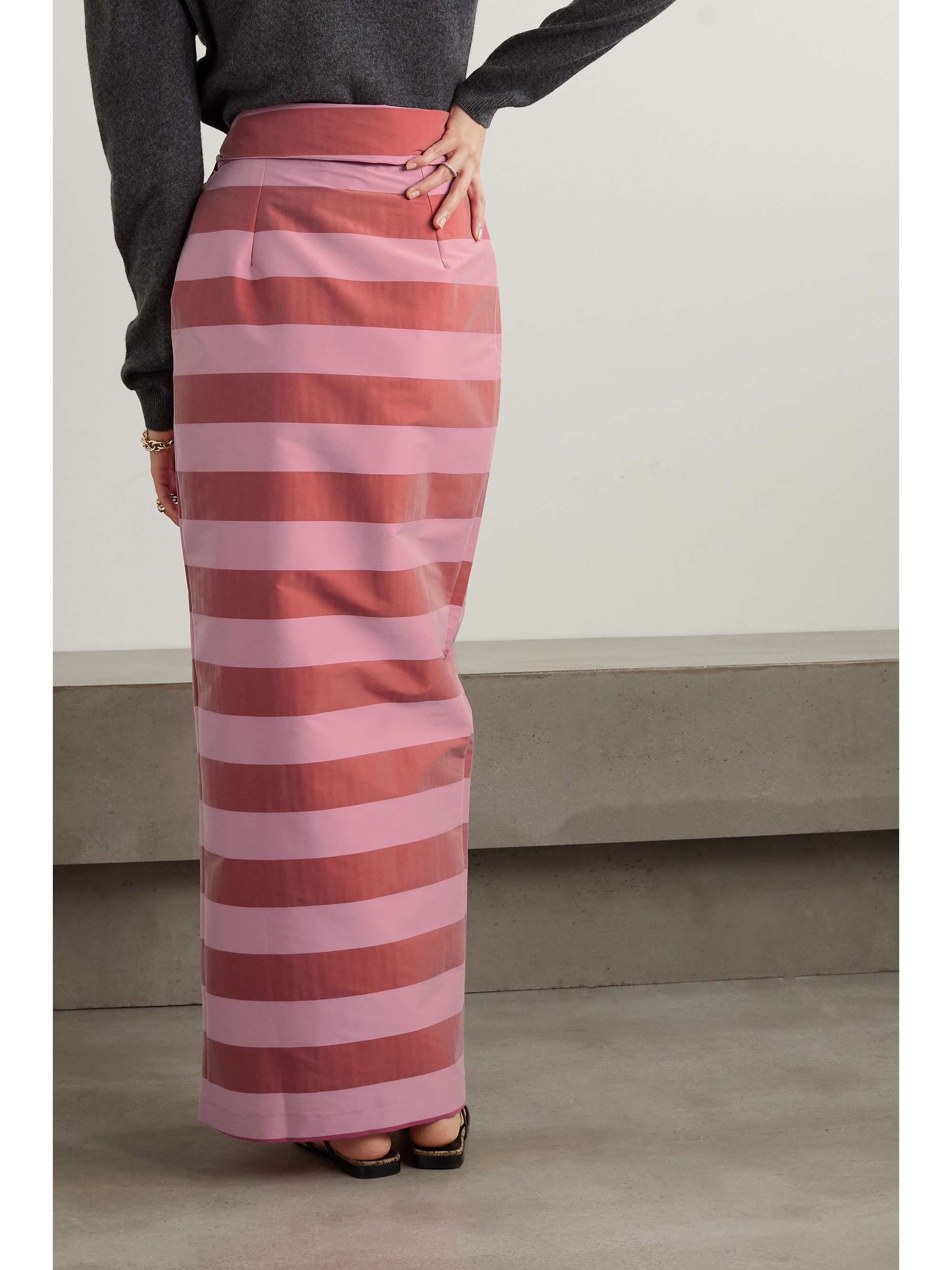 BERNADETTE Cecile tie-front striped taffeta maxi skirt | NET-A-PORTER