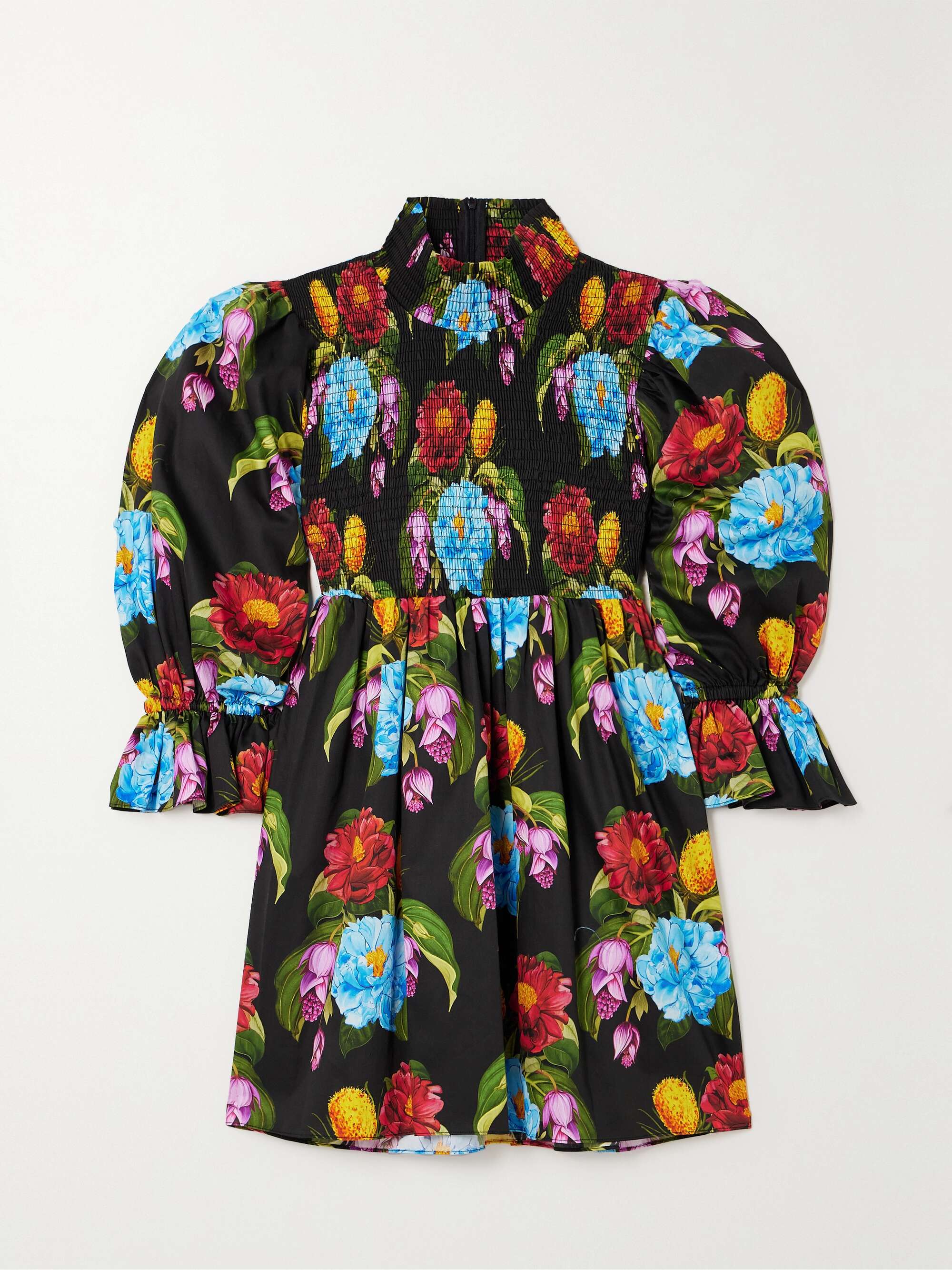 BORGO DE NOR Catri shirred floral-print cotton mini dress | NET-A-PORTER