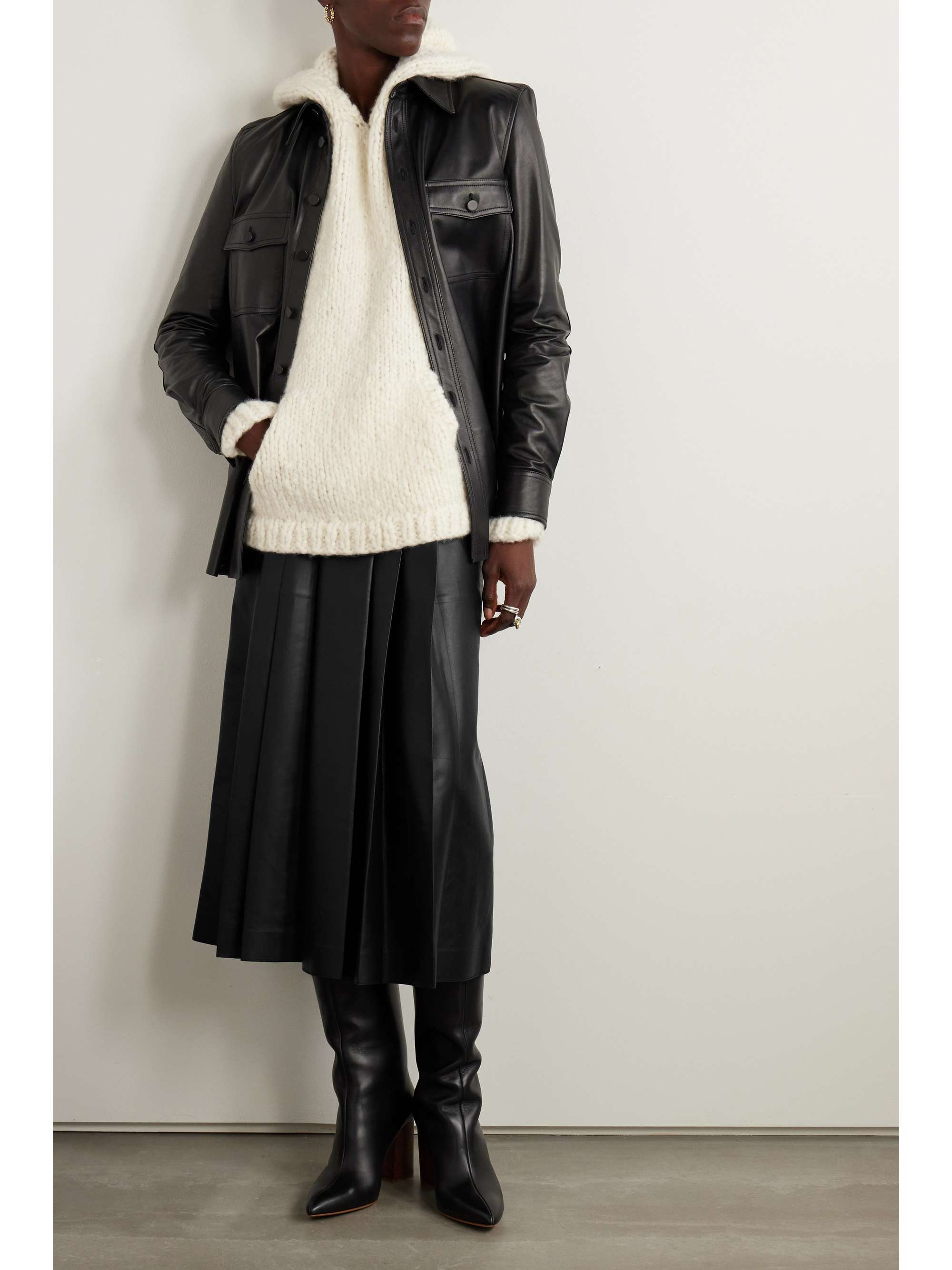 Gabriela Hearst Wesley Pleated Leather Midi Skirt Net A Porter