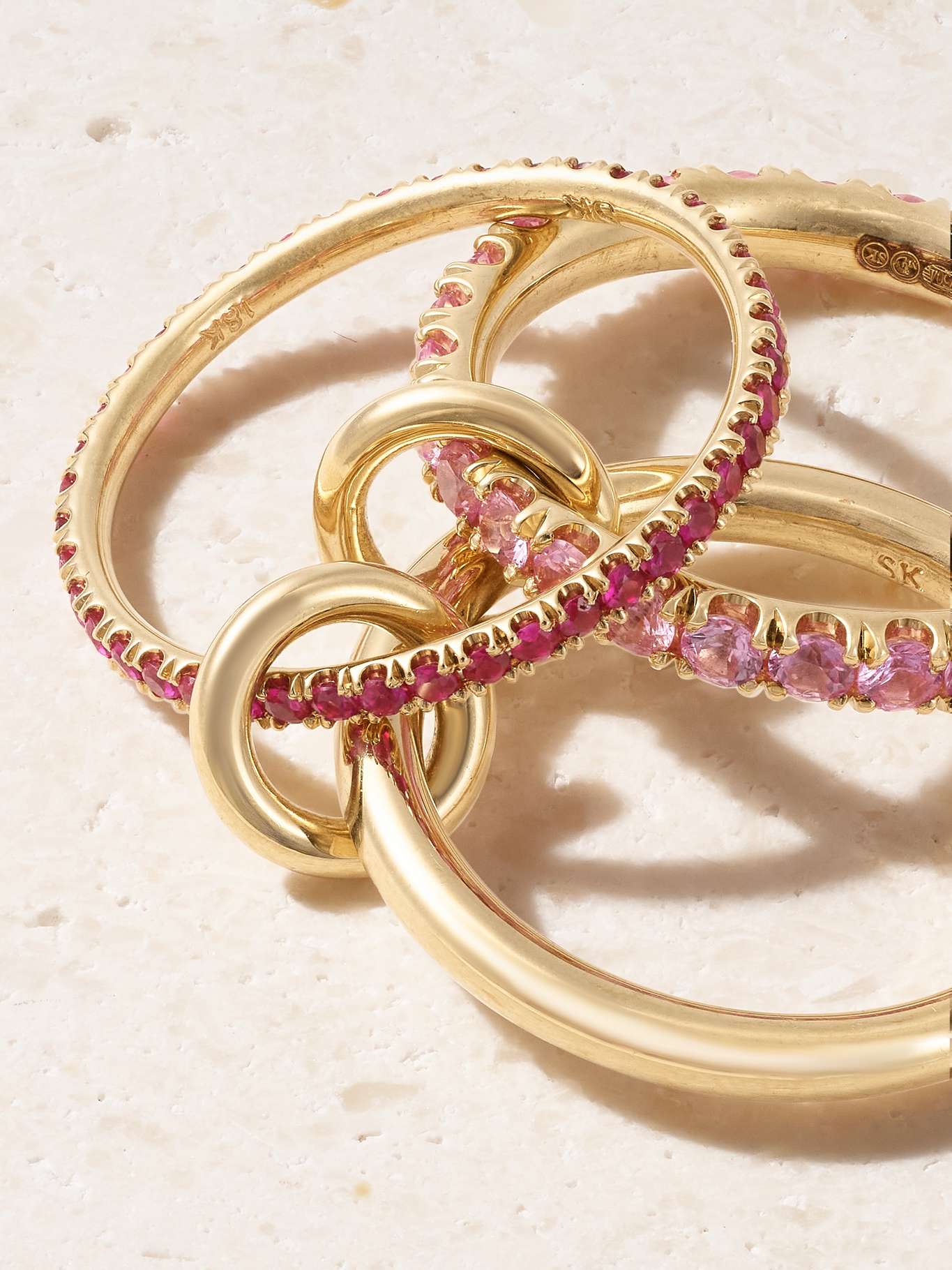 SPINELLI KILCOLLIN Norah set of three 18-karat gold sapphire rings ...