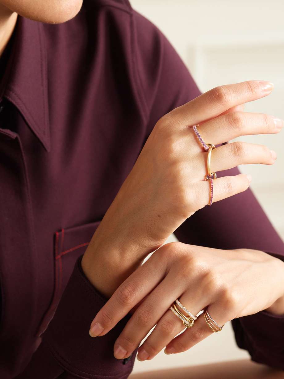 SPINELLI KILCOLLIN Norah set of three 18-karat gold sapphire rings ...