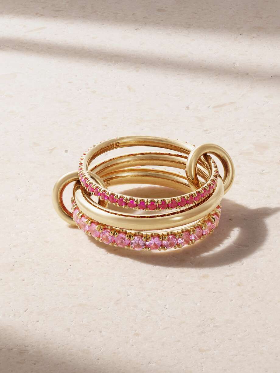 SPINELLI KILCOLLIN Norah set of three 18-karat gold sapphire rings ...