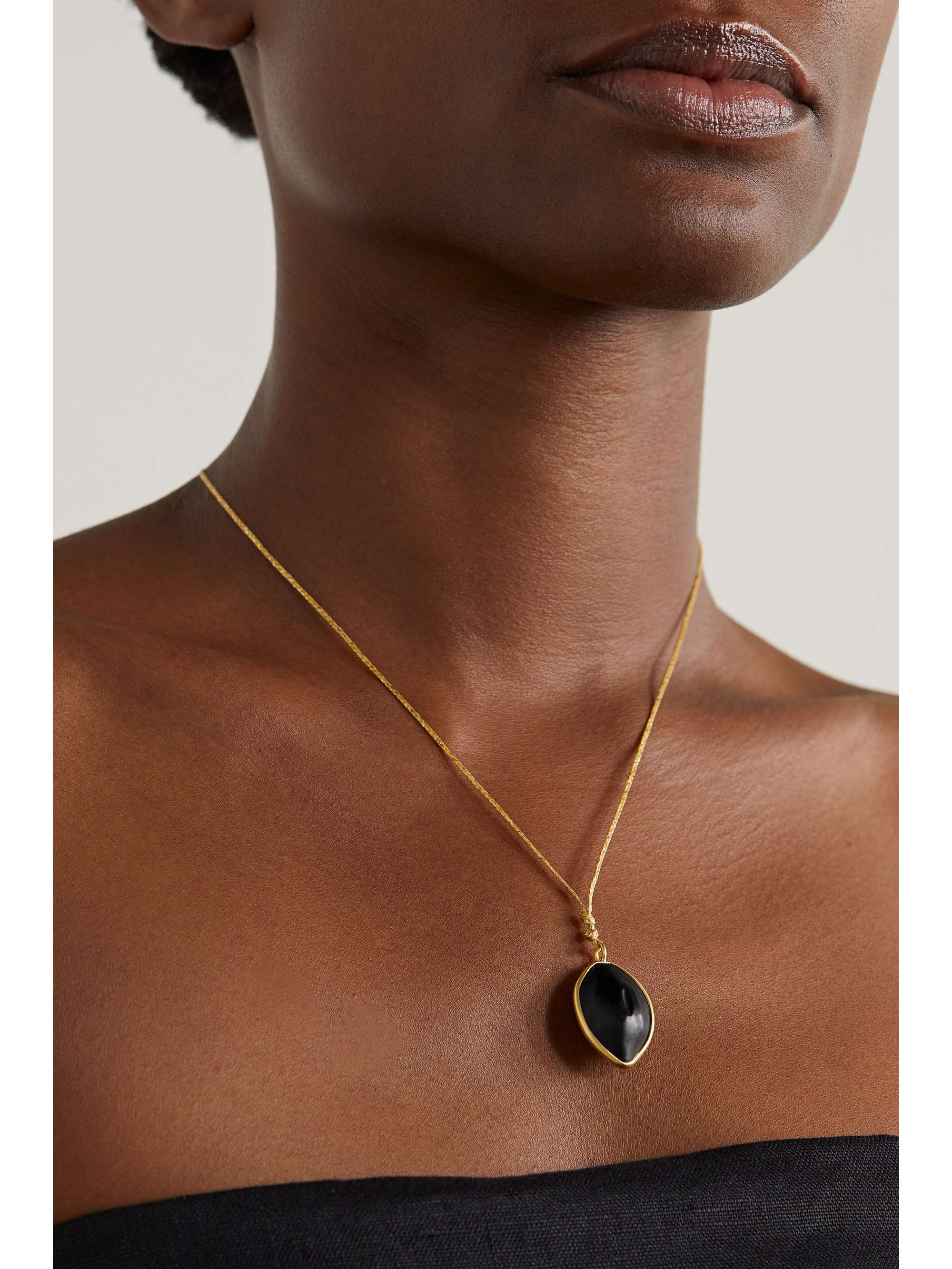 PIPPA SMALL 18-karat gold, cord and onyx necklace | NET-A-PORTER