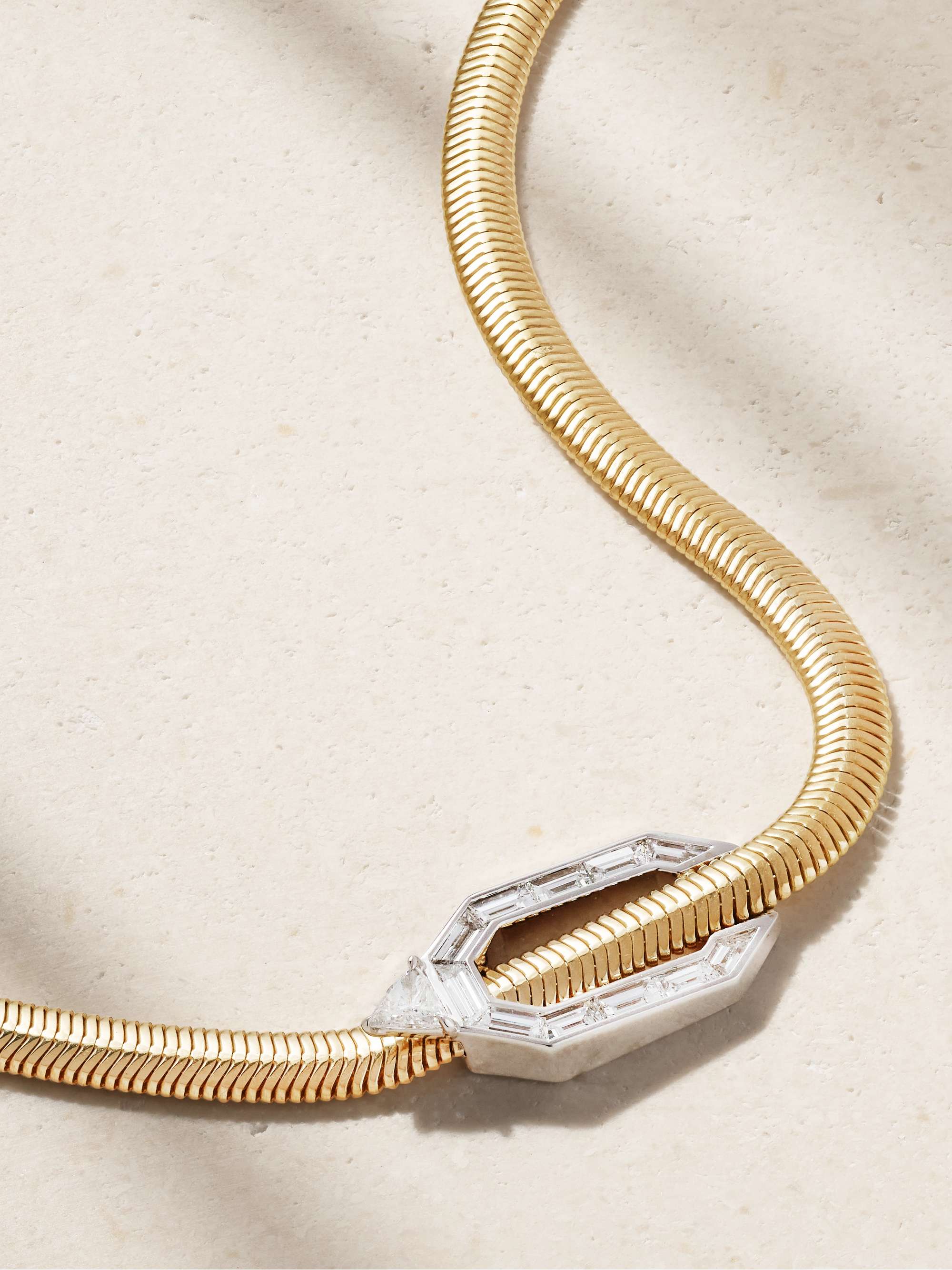 NIKOS KOULIS Feelings 18-karat yellow and white gold diamond necklace ...