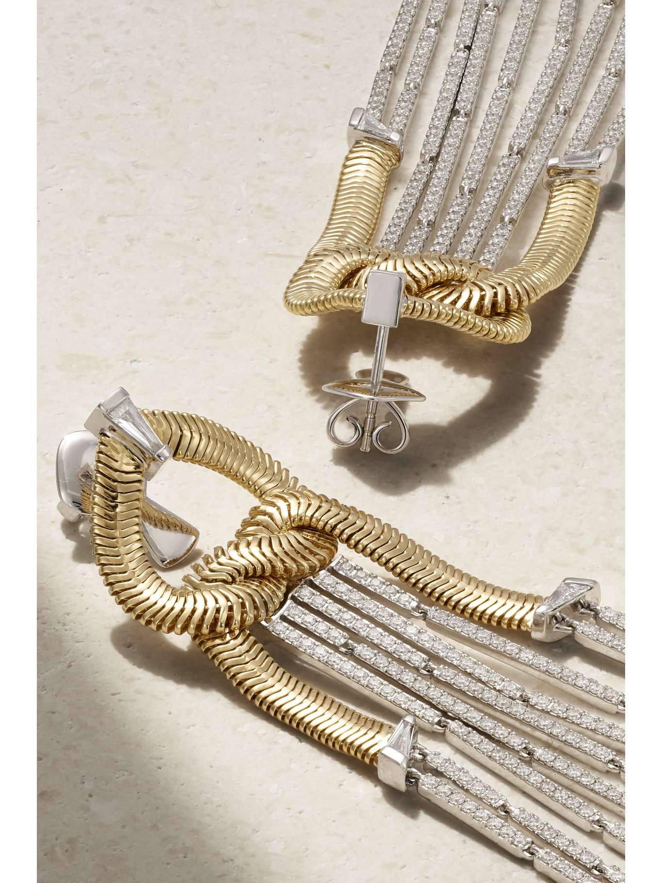 NIKOS KOULIS Feelings 18-karat yellow and white gold diamond earrings ...