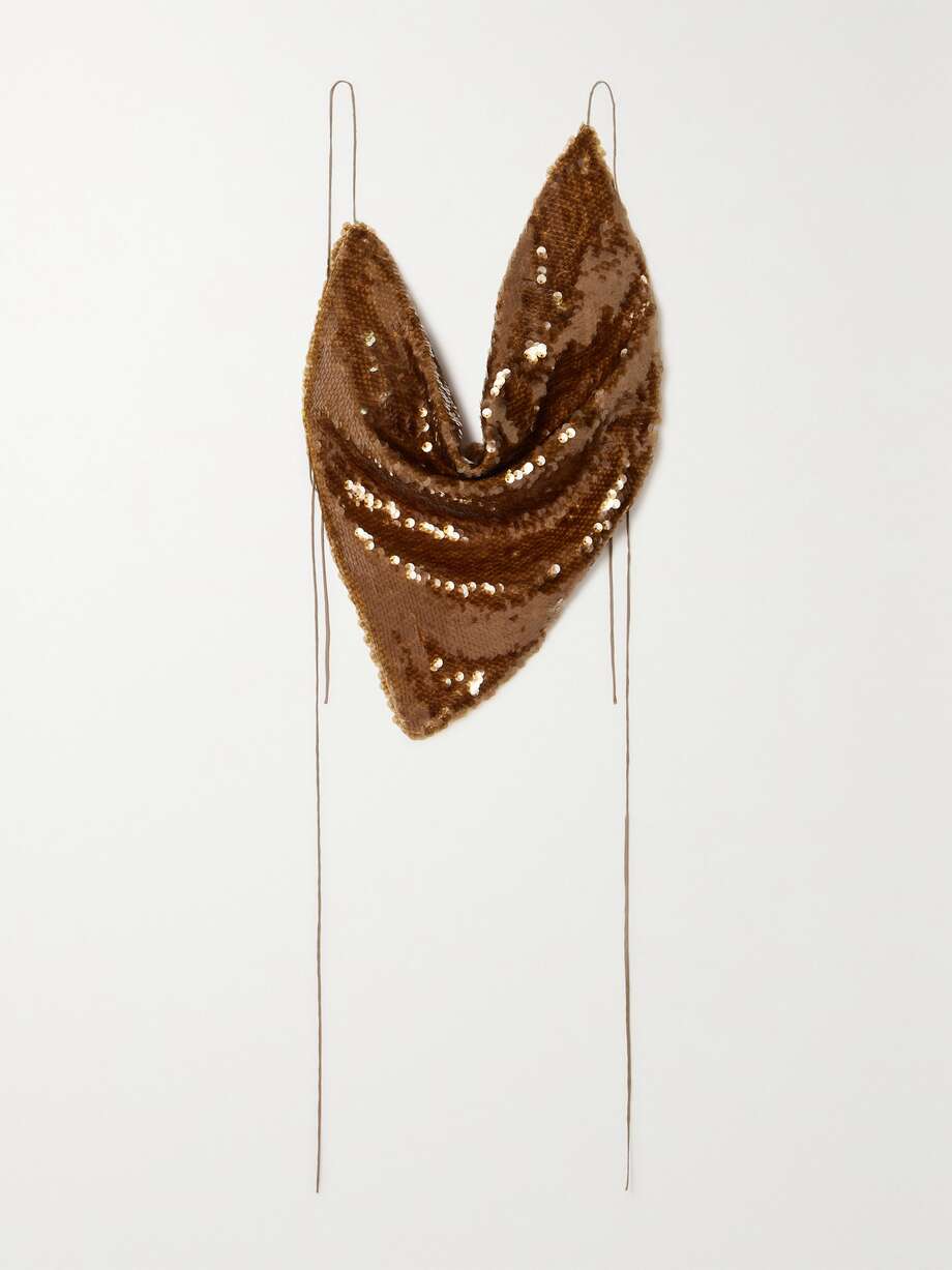 A.W.A.K.E. MODE Backless draped sequined tulle halterneck top | NET-A ...