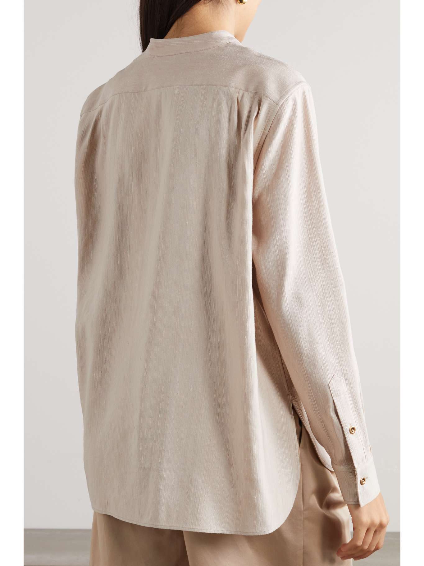LORO PIANA Jalia pintucked crinkled-silk blouse | NET-A-PORTER