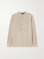 LORO PIANA Jalia pintucked crinkled-silk blouse | NET-A-PORTER